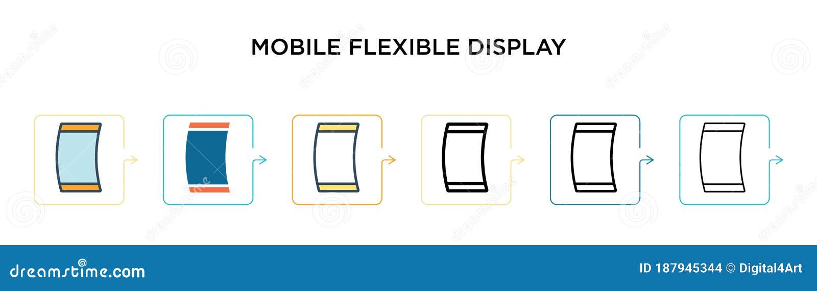 Mobile Flexible Display Vector Icon in 6 Different Modern Styles. Black ...