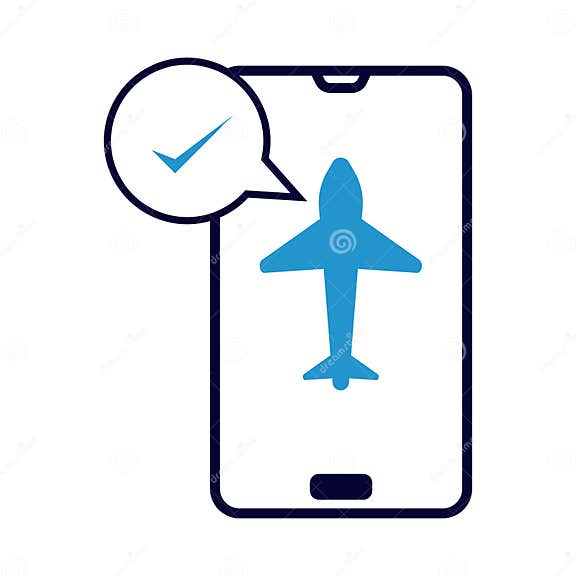 Mobile, Flight, Plane, Online, Mobile Online Flight Check-in Icon Stock ...