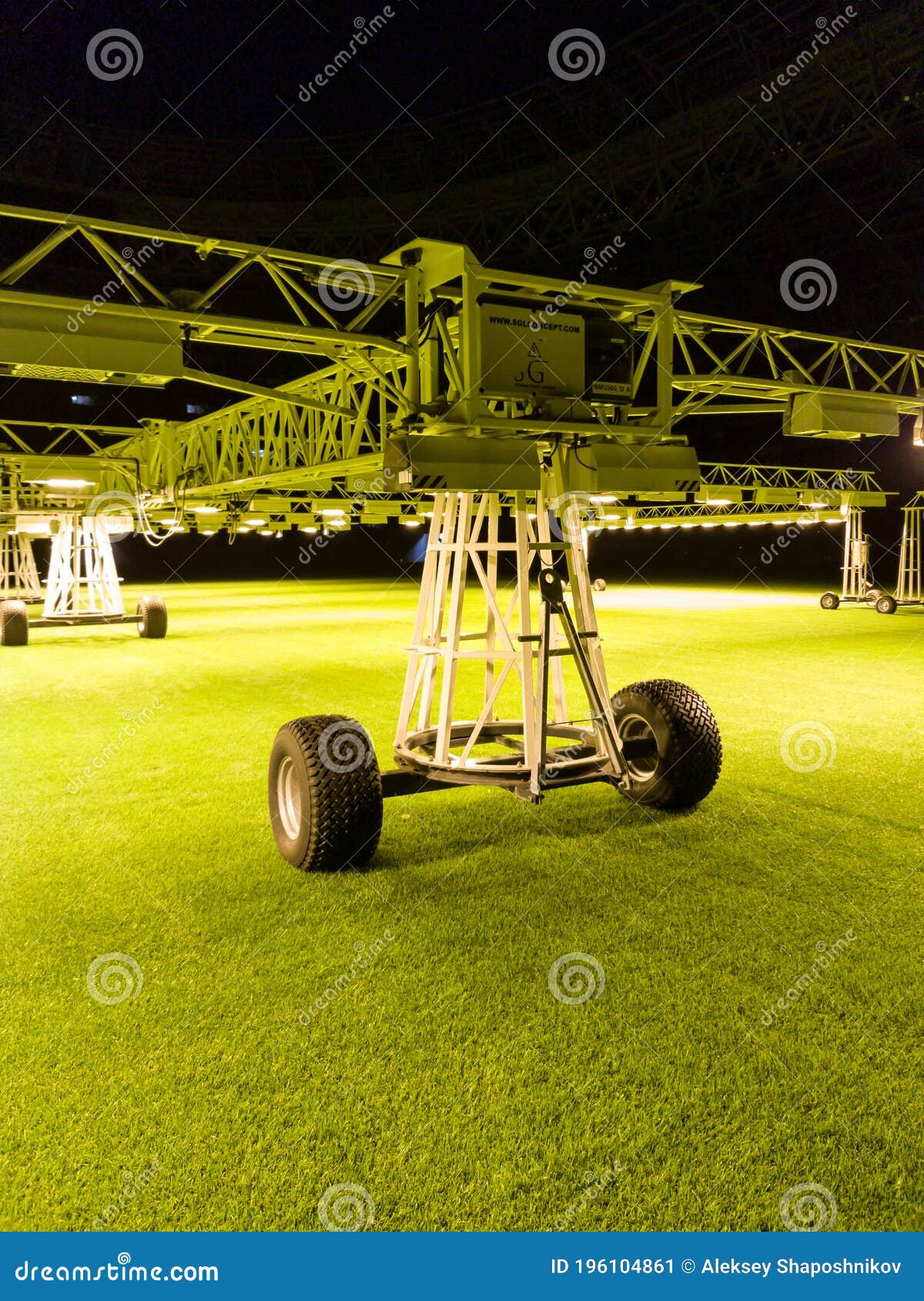 Mobile Football Field Lighting System for Growing Grass Stock Image ...