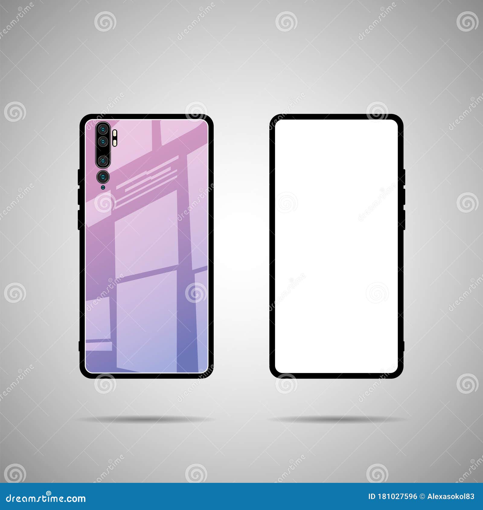 Mobile Front and Back View Illustration. Stock Vector - Illustration of ...