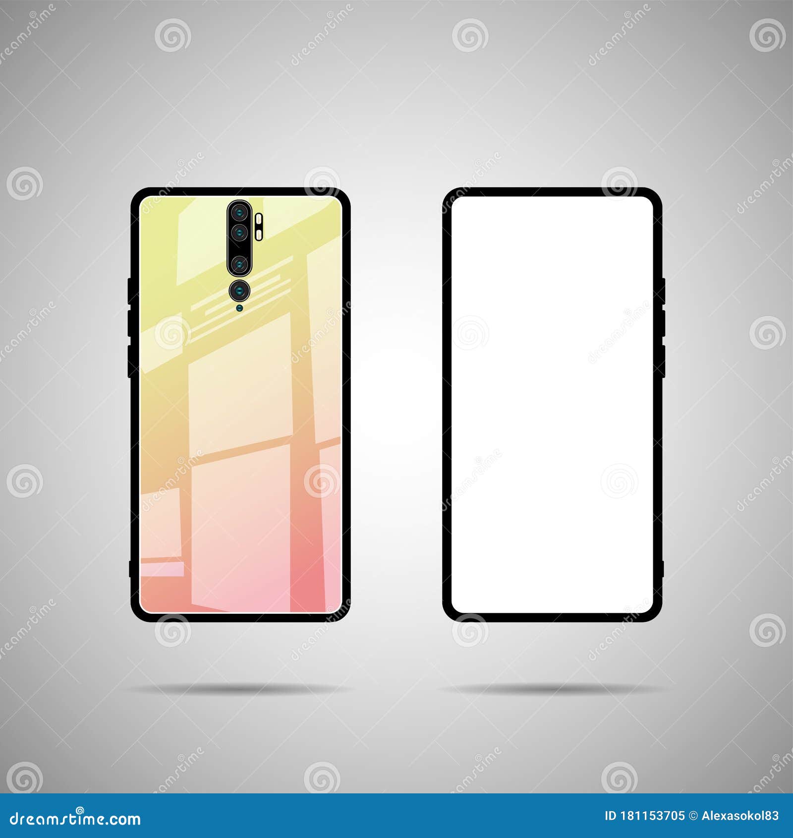 Mobile Front and Back View Illustration. Stock Vector - Illustration of ...