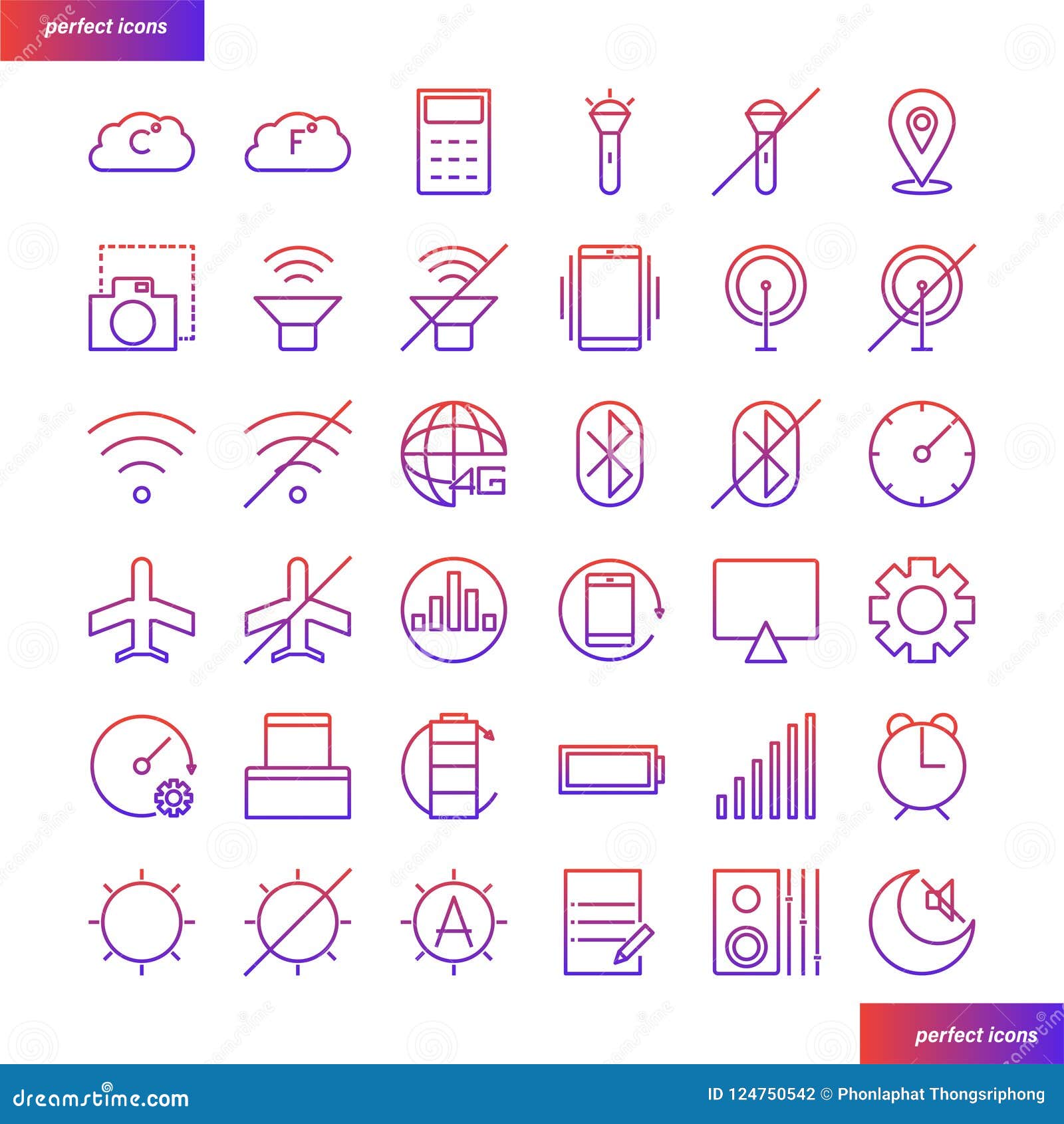 Mobile Function Gradient Icons Set Editorial Photography - Illustration ...