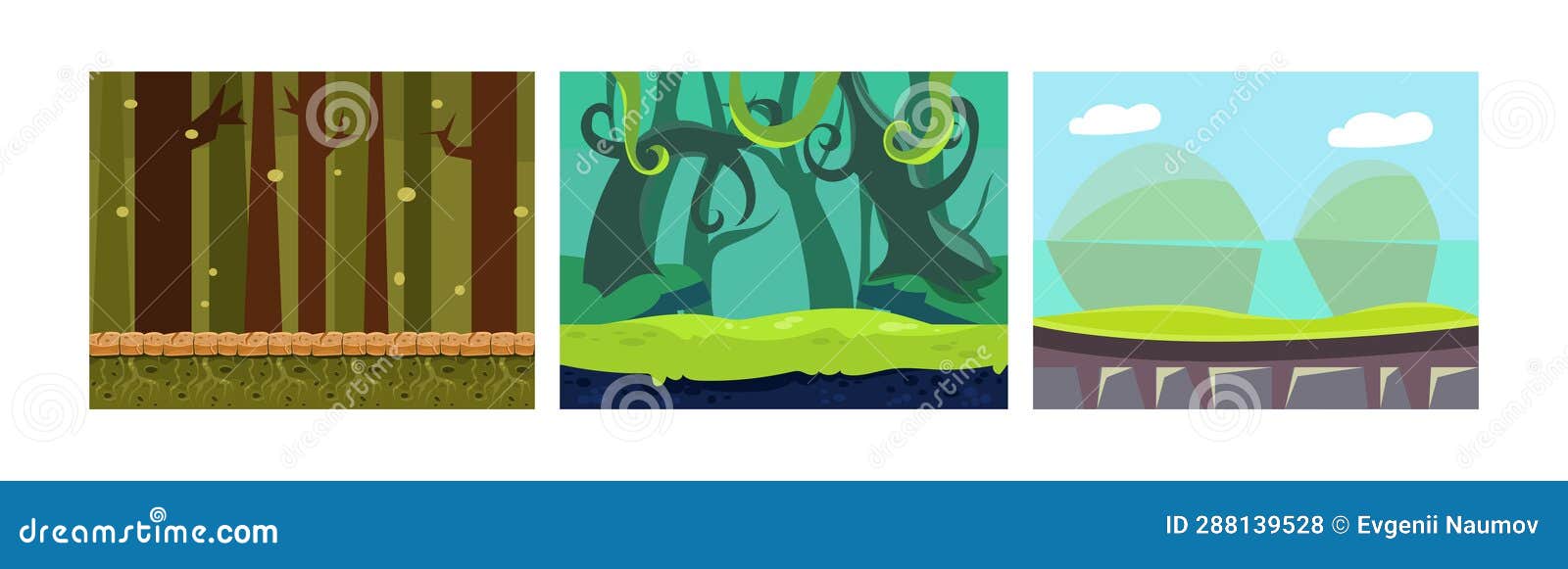 Mobile Game Horizontal Backgrounds and Scenery Vector Set Stock Vector ...