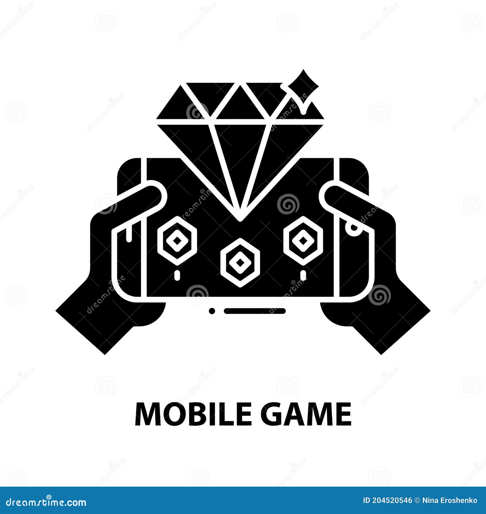 Mobile Game Icon, Black Vector Sign with Editable Strokes, Concept ...