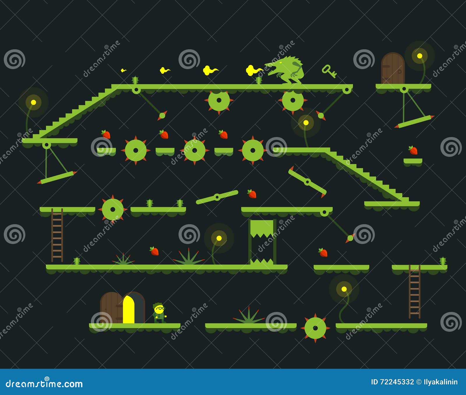 Mobile Game Level Platform Interface Stock Vector - Illustration of ...