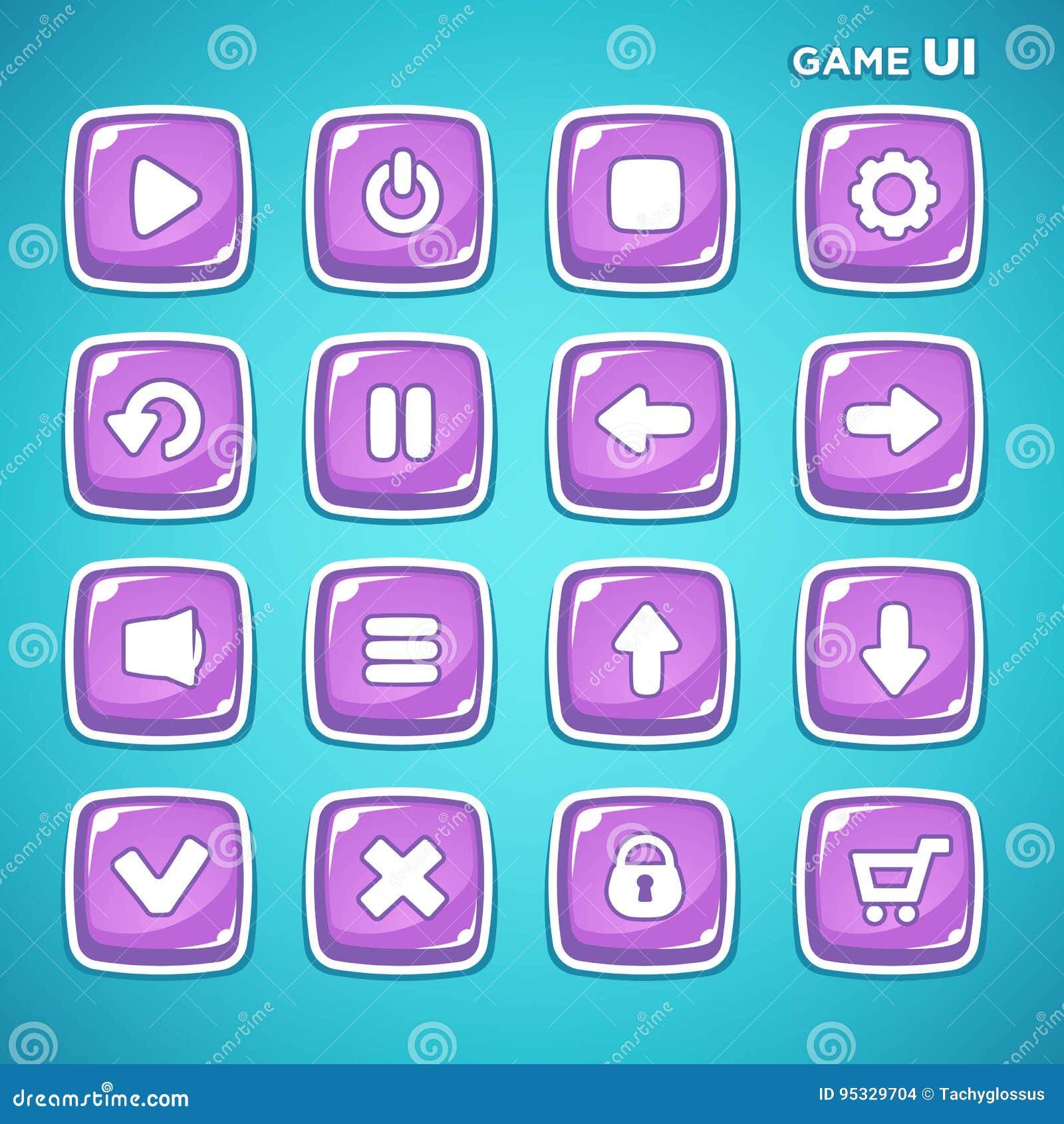 Mobile Game UI, Vector Collection of Icons Stock Vector - Illustration ...