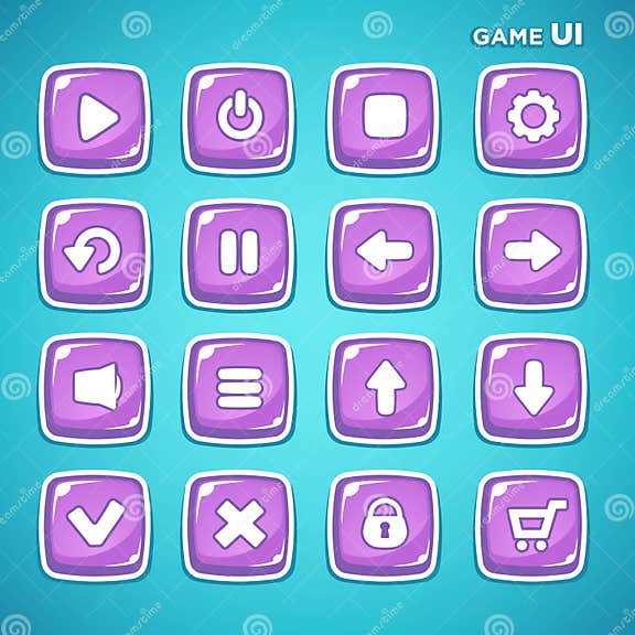 Mobile Game UI, Vector Collection of Icons Stock Vector - Illustration ...