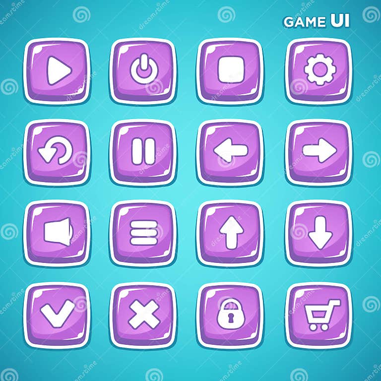 Mobile Game UI, Vector Collection of Icons Stock Vector - Illustration ...
