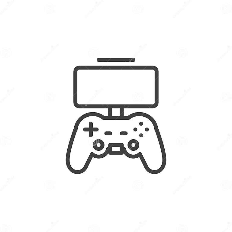 Mobile Gaming Controller Line Icon Stock Vector - Illustration of ...