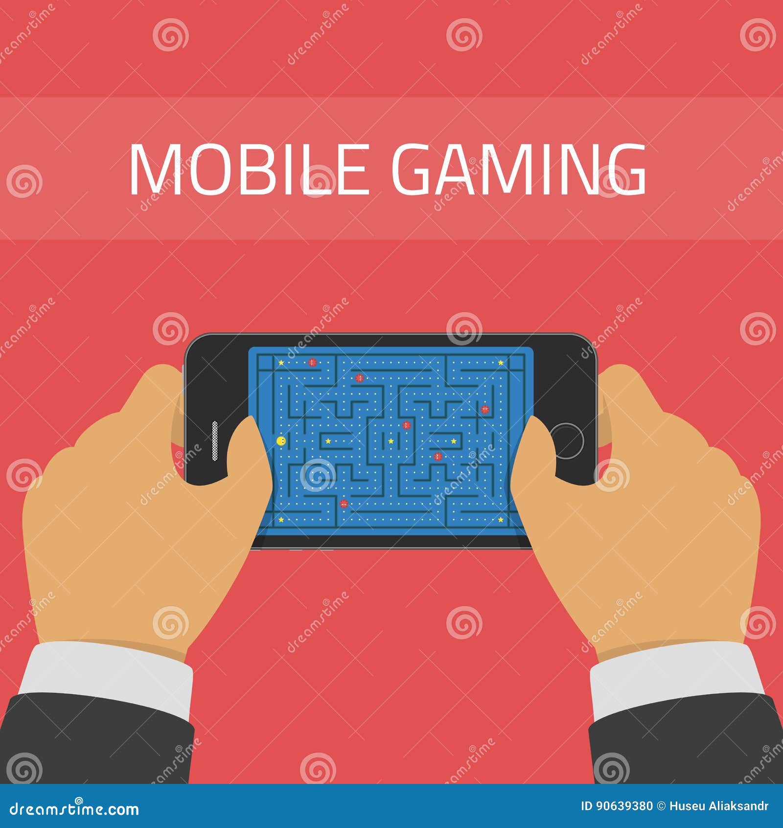 Mobile Gaming Illustration. Stock Vector - Illustration of male, design ...