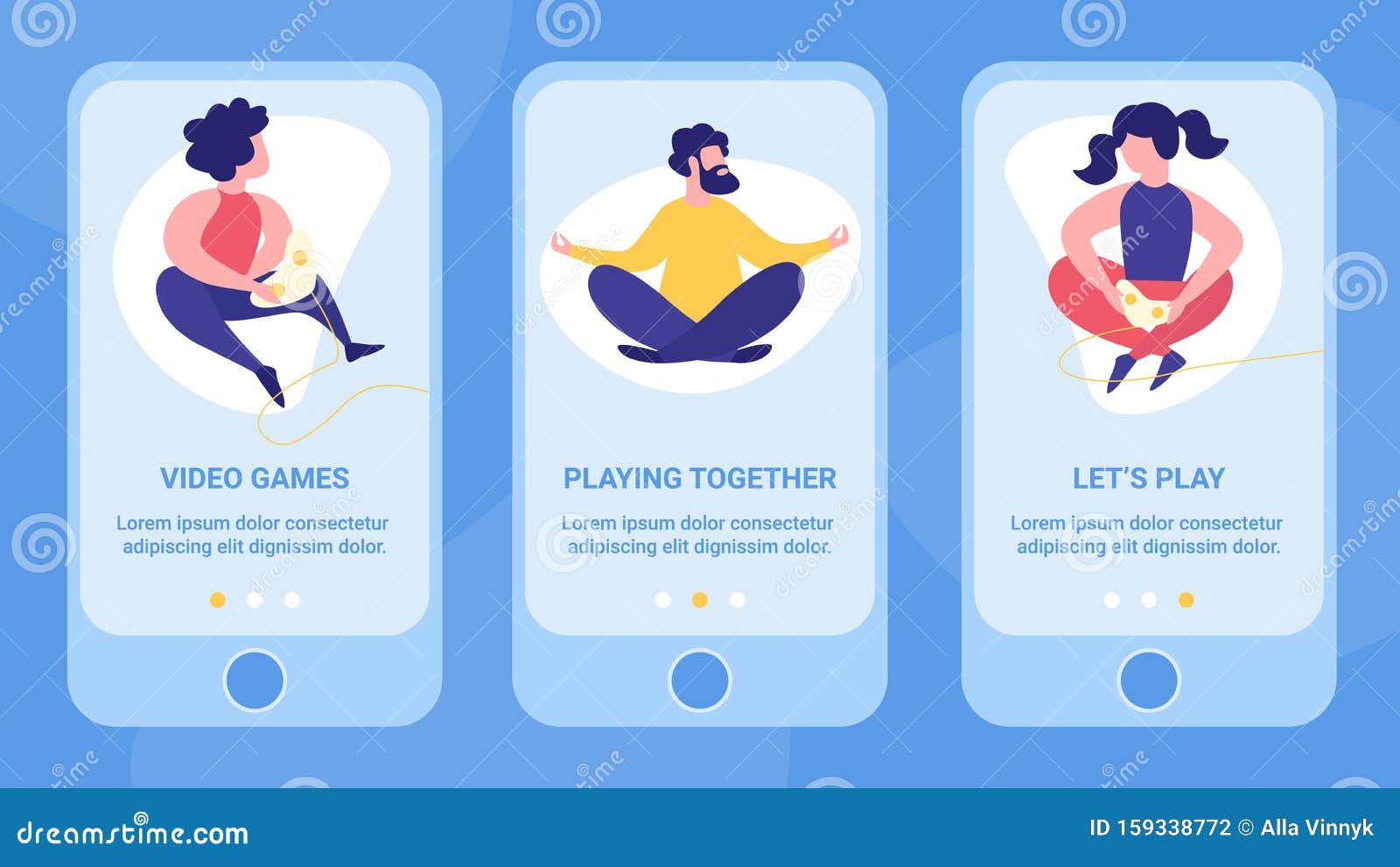 Mobile Gaming Service Flat Vector Web Banners Set Stock Vector ...