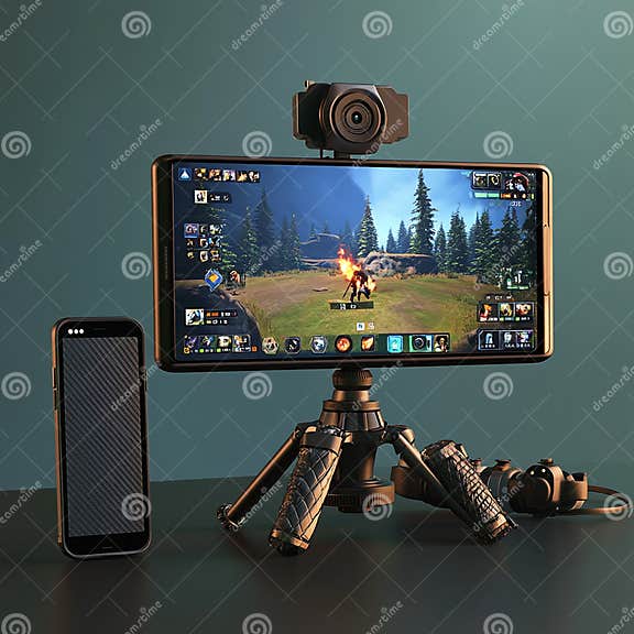 A Mobile Gaming Setup with a Phone Mounted on a Controller, Ready for ...