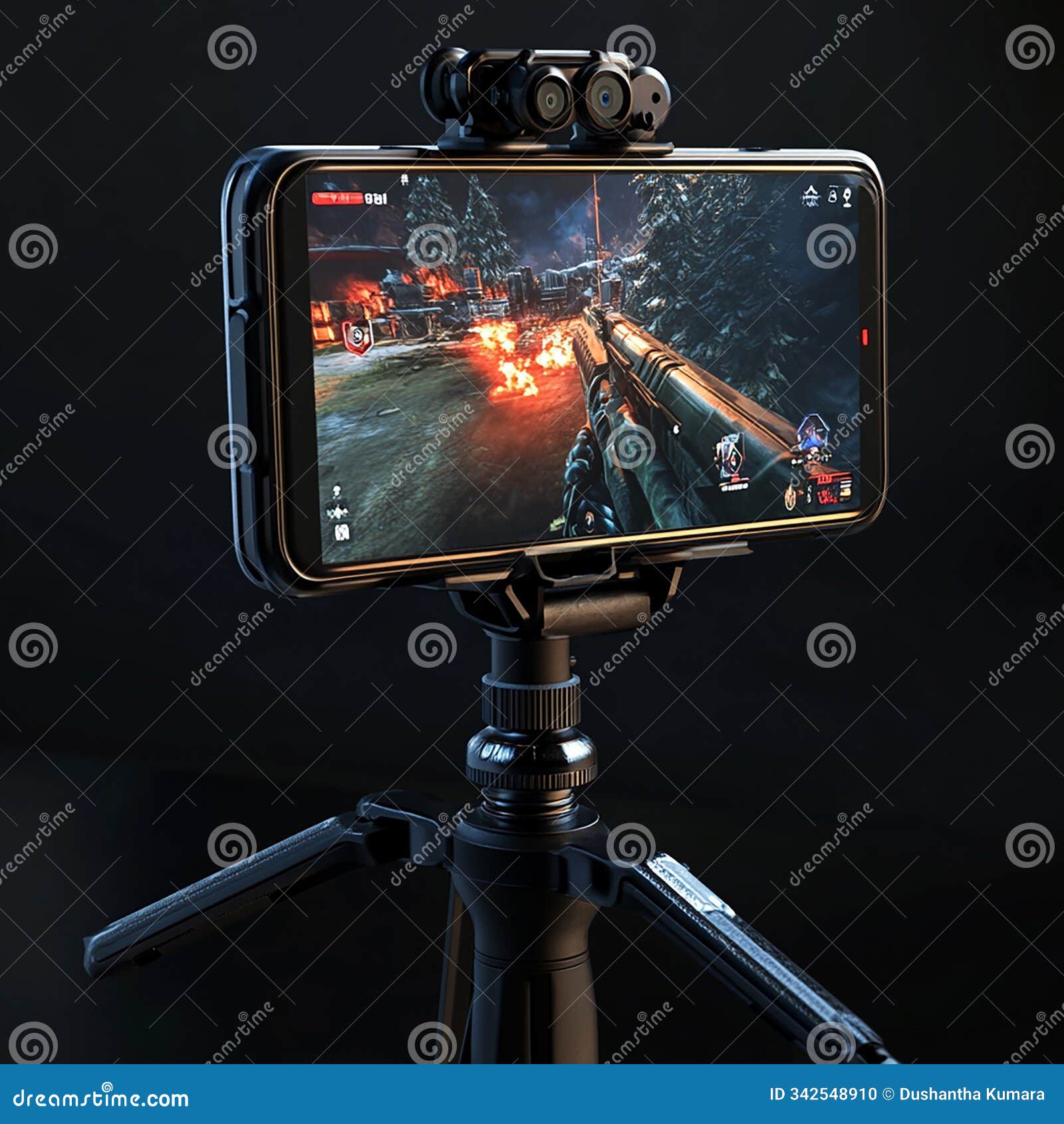 A Mobile Gaming Setup with a Phone Mounted on a Controller, Ready for ...