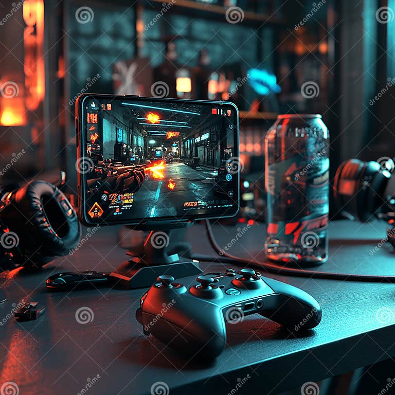 A Mobile Gaming Setup with a Phone Mounted on a Controller, Ready for ...