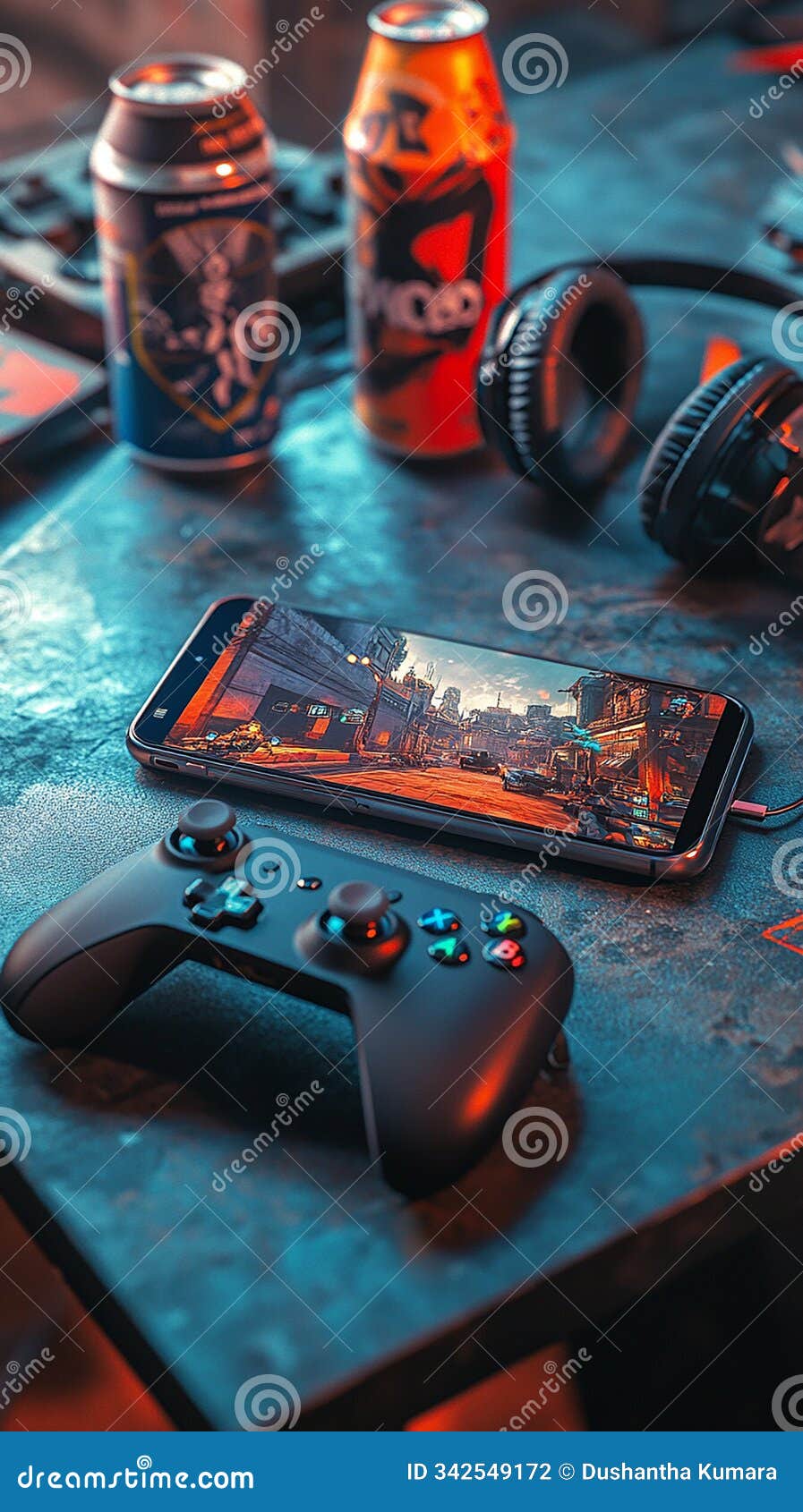 A Mobile Gaming Setup with a Phone Mounted on a Controller, Ready for ...