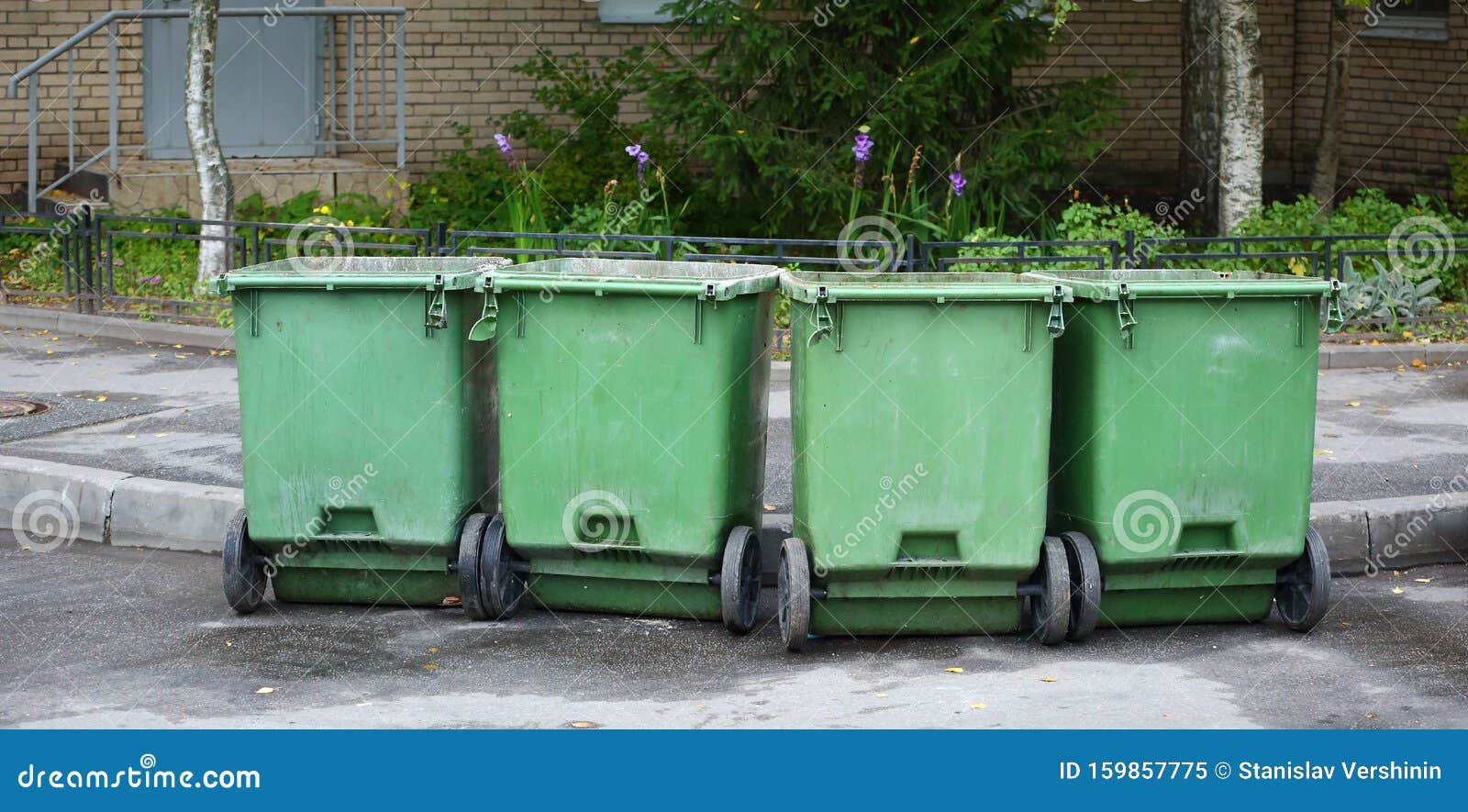 Mobile Garbage Containers on Wheels in the Yard of a House Stock Image ...