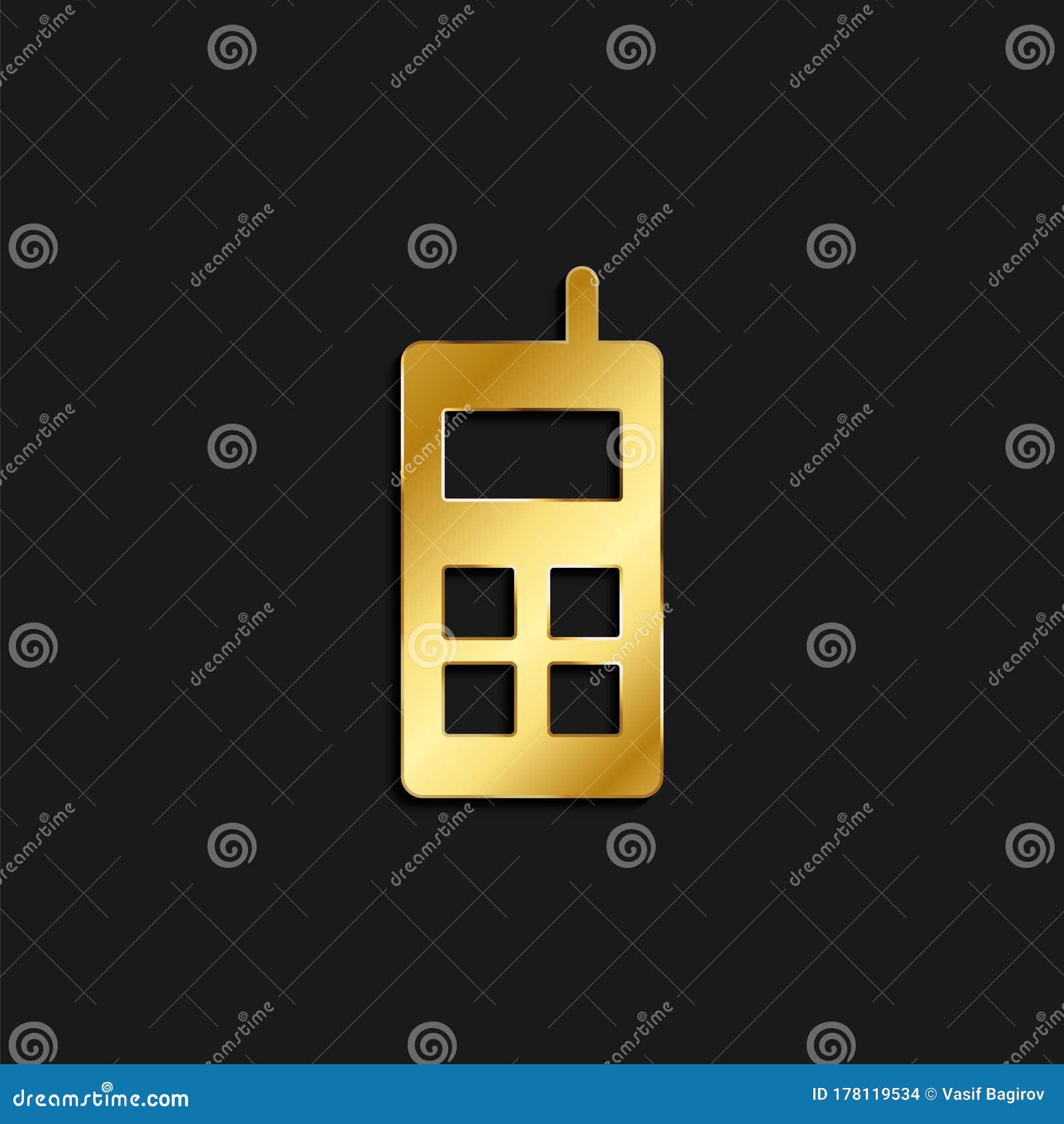 Mobile Gold Icon. Vector Illustration of Golden Style Stock ...