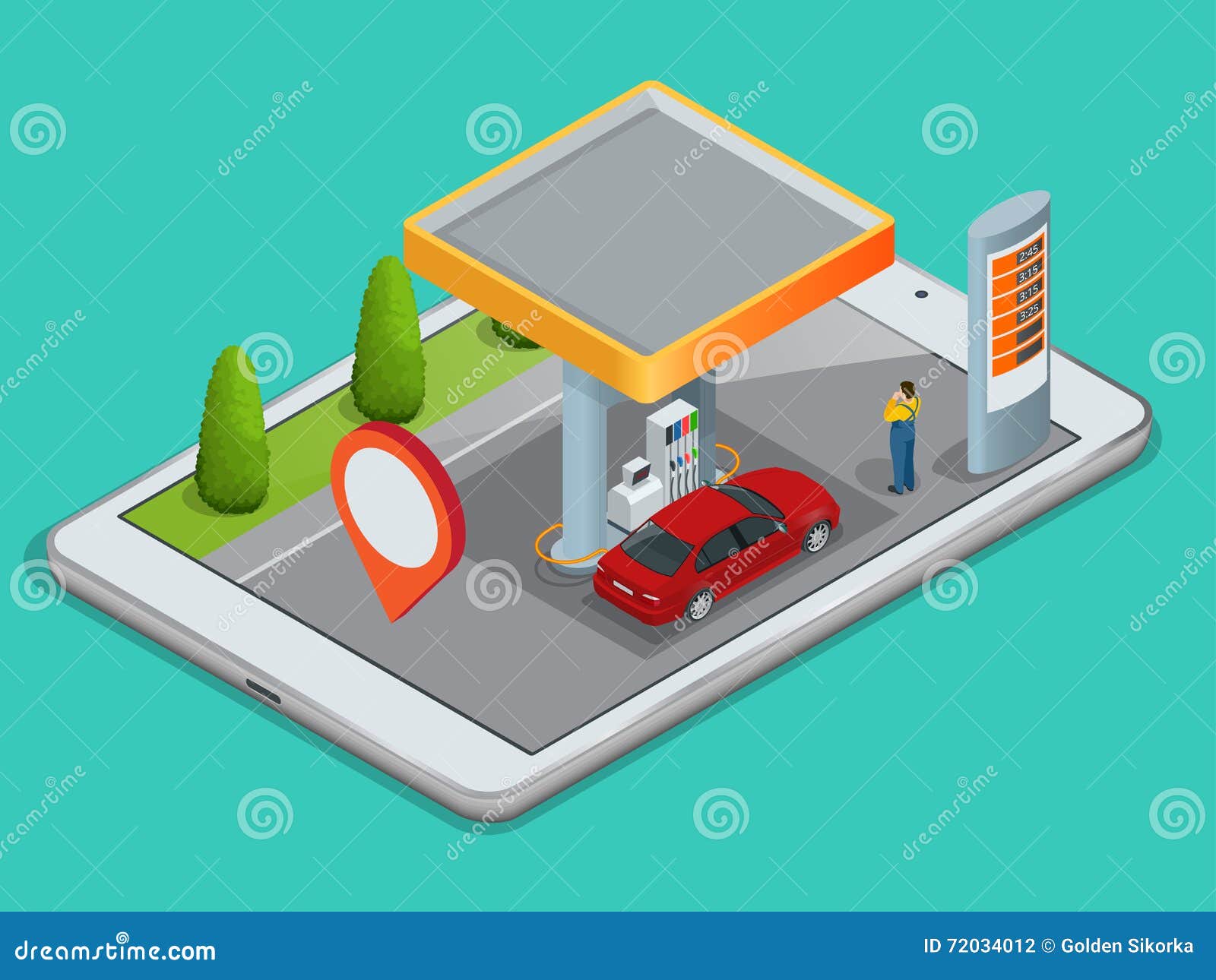 Mobile GPS Navigation, Gas Station Concept. View a Map on the Mobile ...