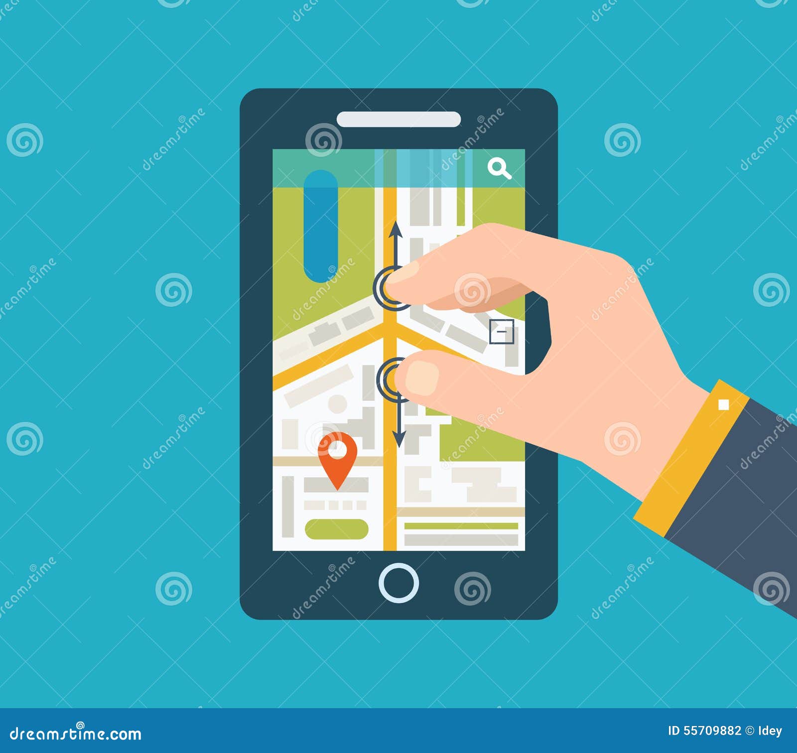 Mobile Gps Navigation on Mobile Phone with Map Stock Vector ...