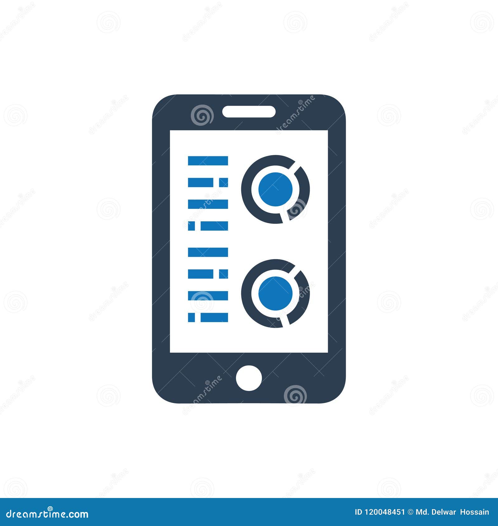 Mobile Graphical Report Icon Stock Vector - Illustration of graphical ...