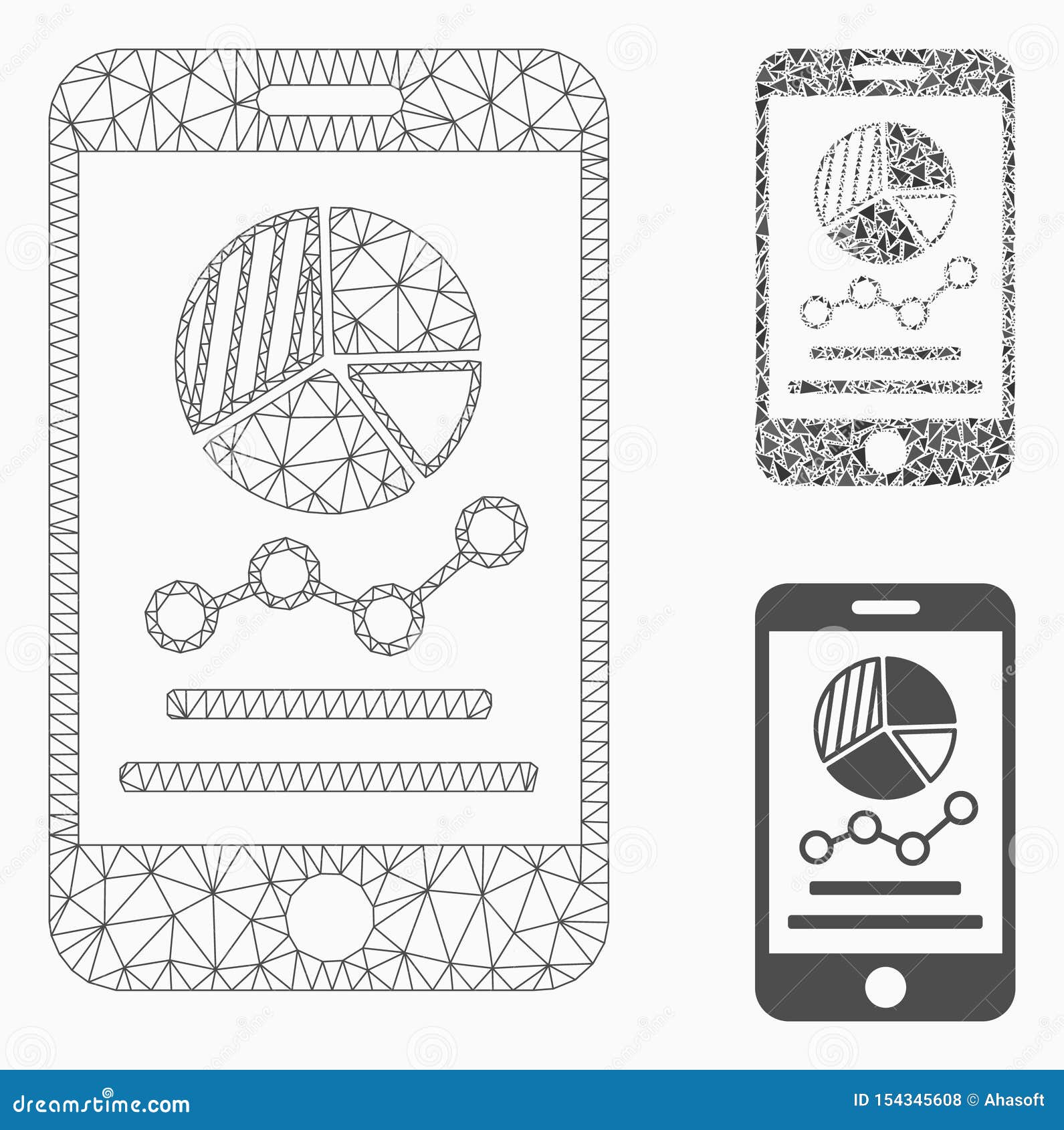 Mobile Graphs Vector Mesh Network Model and Triangle Mosaic Icon Stock ...
