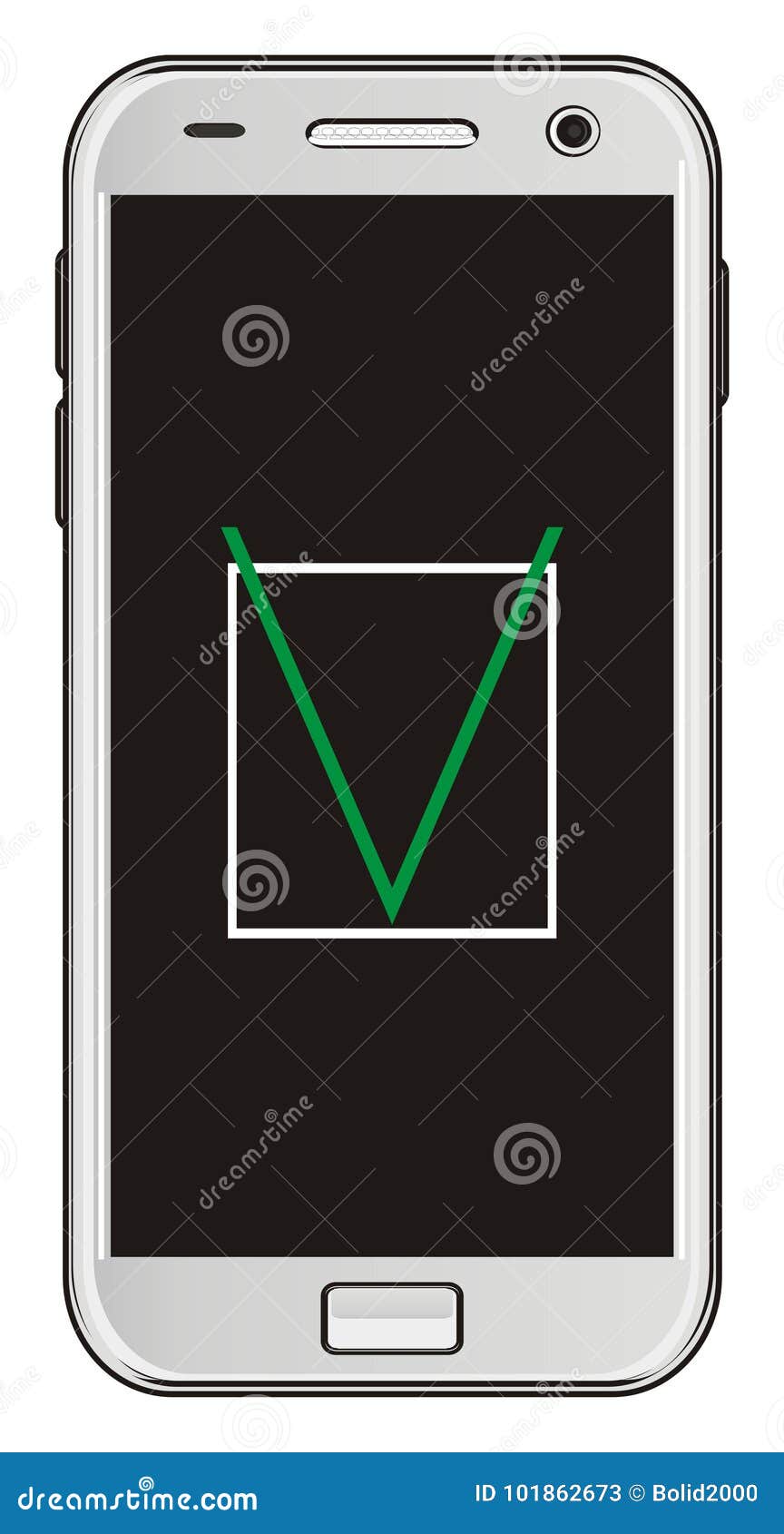 Mobile with green sign stock illustration. Illustration of flat - 101862673