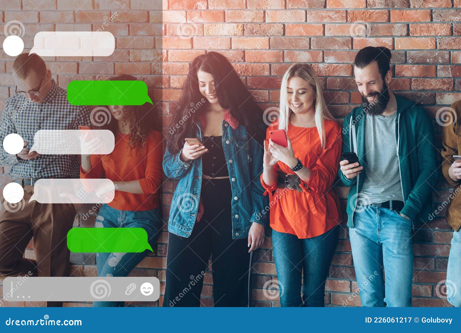 Mobile Group Chat Messenger App Friends Phone Sms Stock Image - Image ...