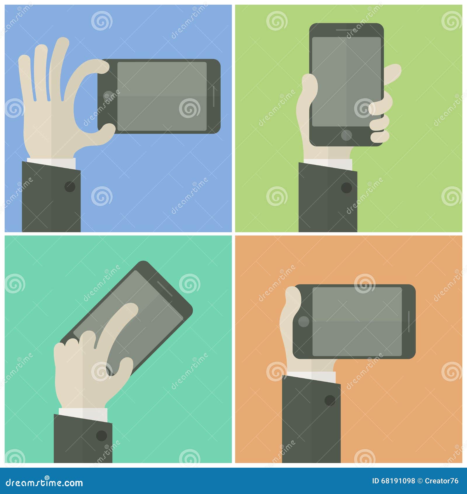 Mobile in Hands on Color Business Concept Stock Vector - Illustration ...
