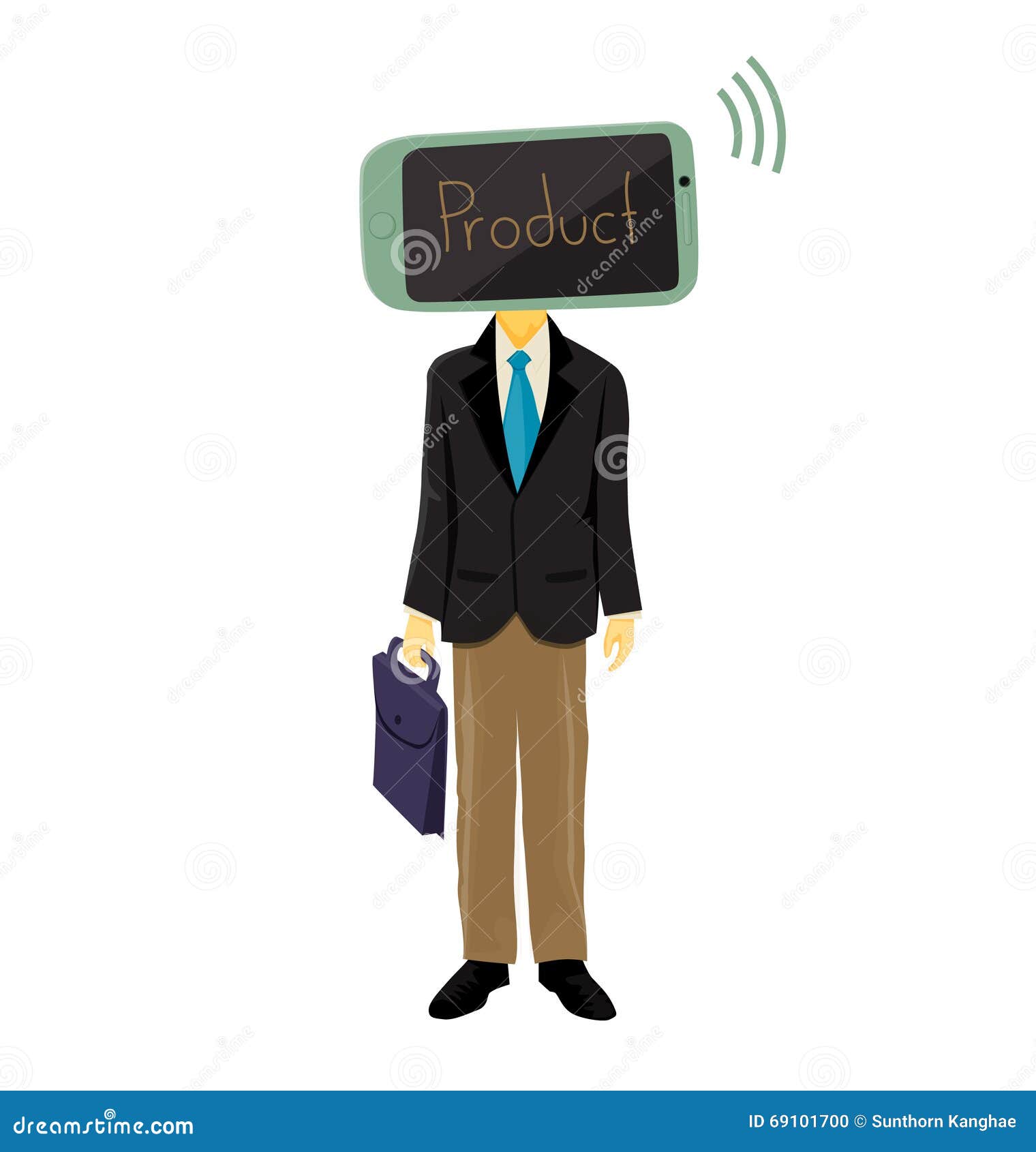 Mobile Head Salesman stock vector. Illustration of future - 69101700