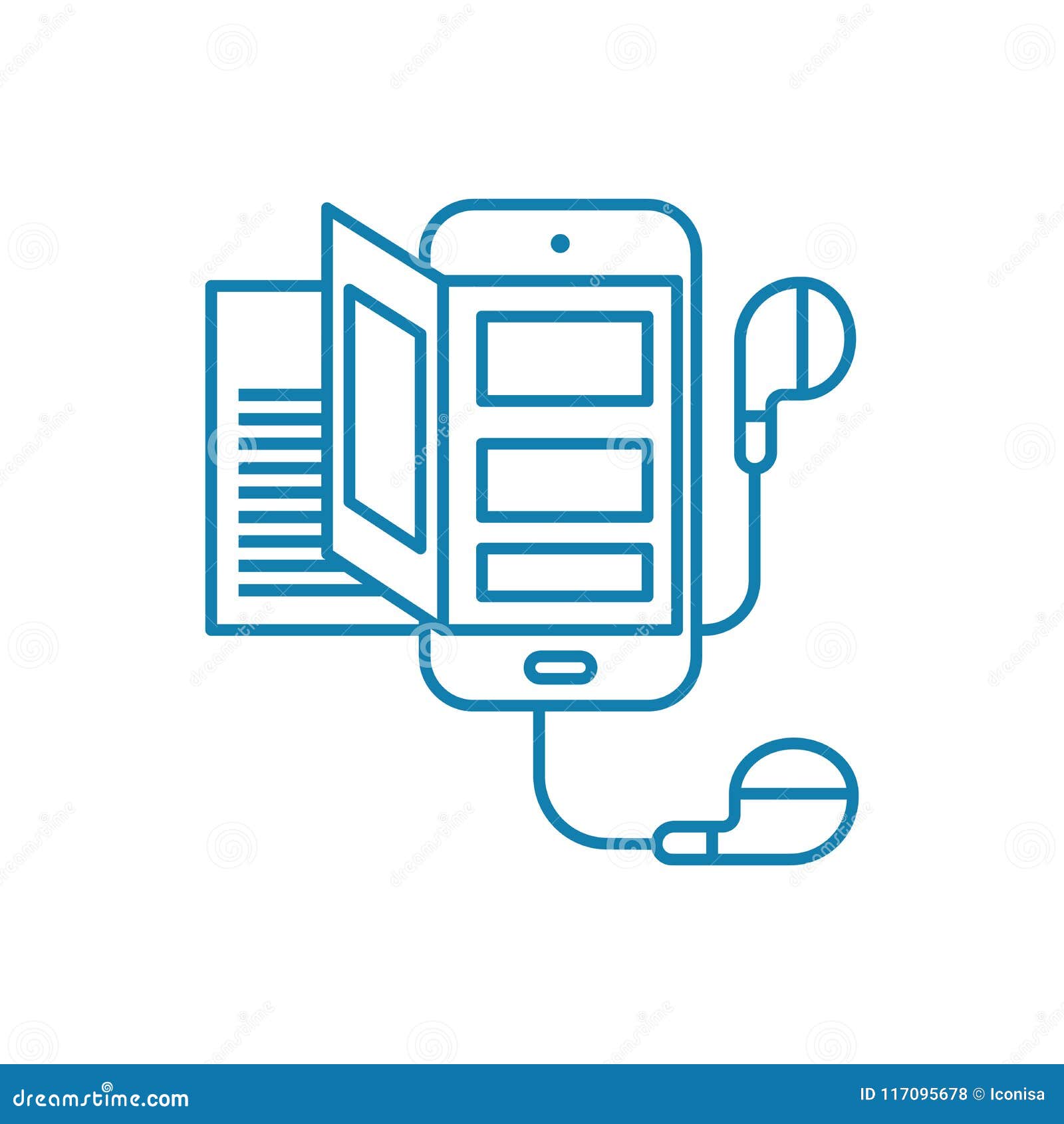 Mobile Headset Linear Icon Concept. Mobile Headset Line Vector Sign ...