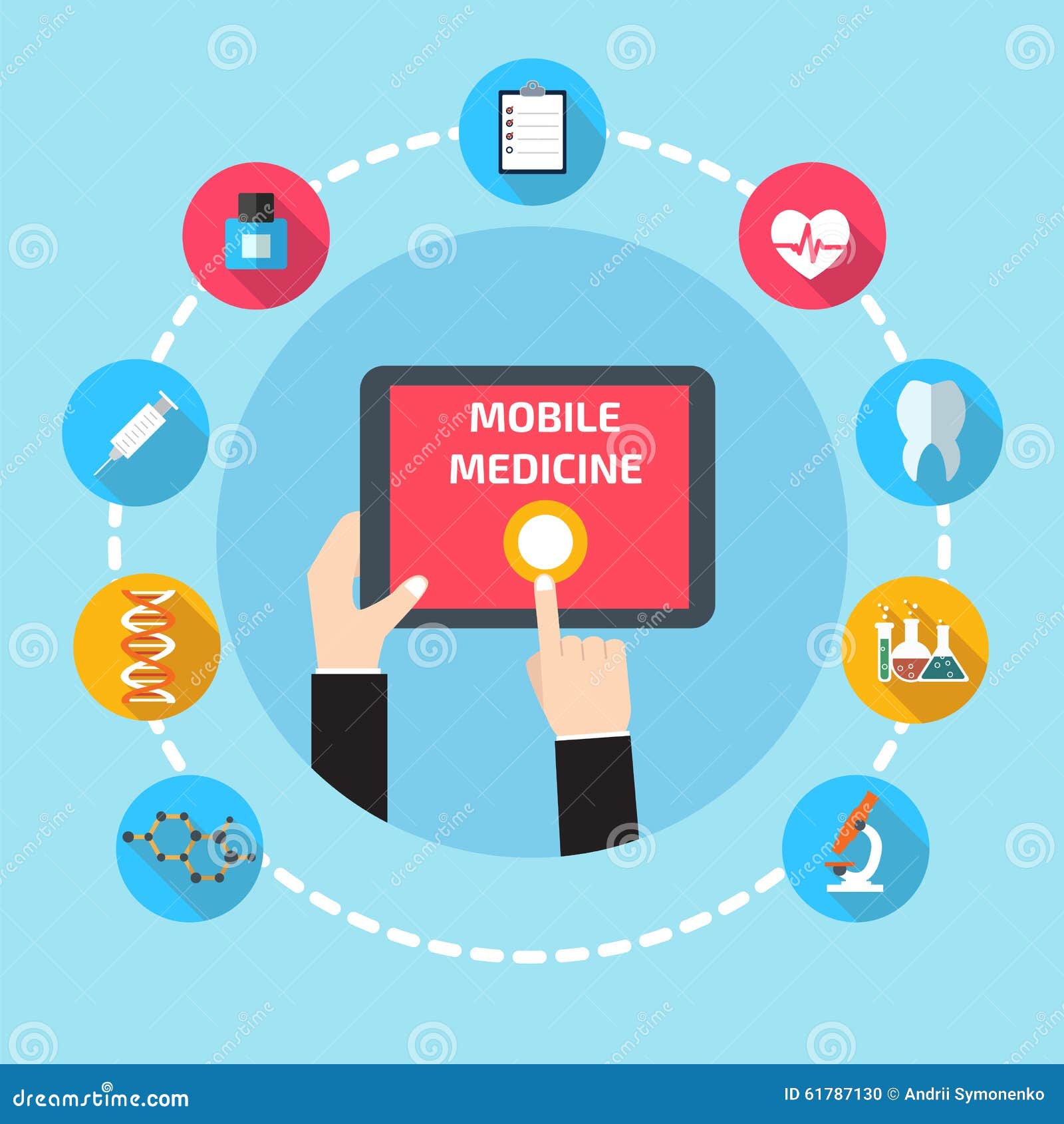 Mobile Health with Hand Hand Holding Tablet Stock Vector - Illustration ...