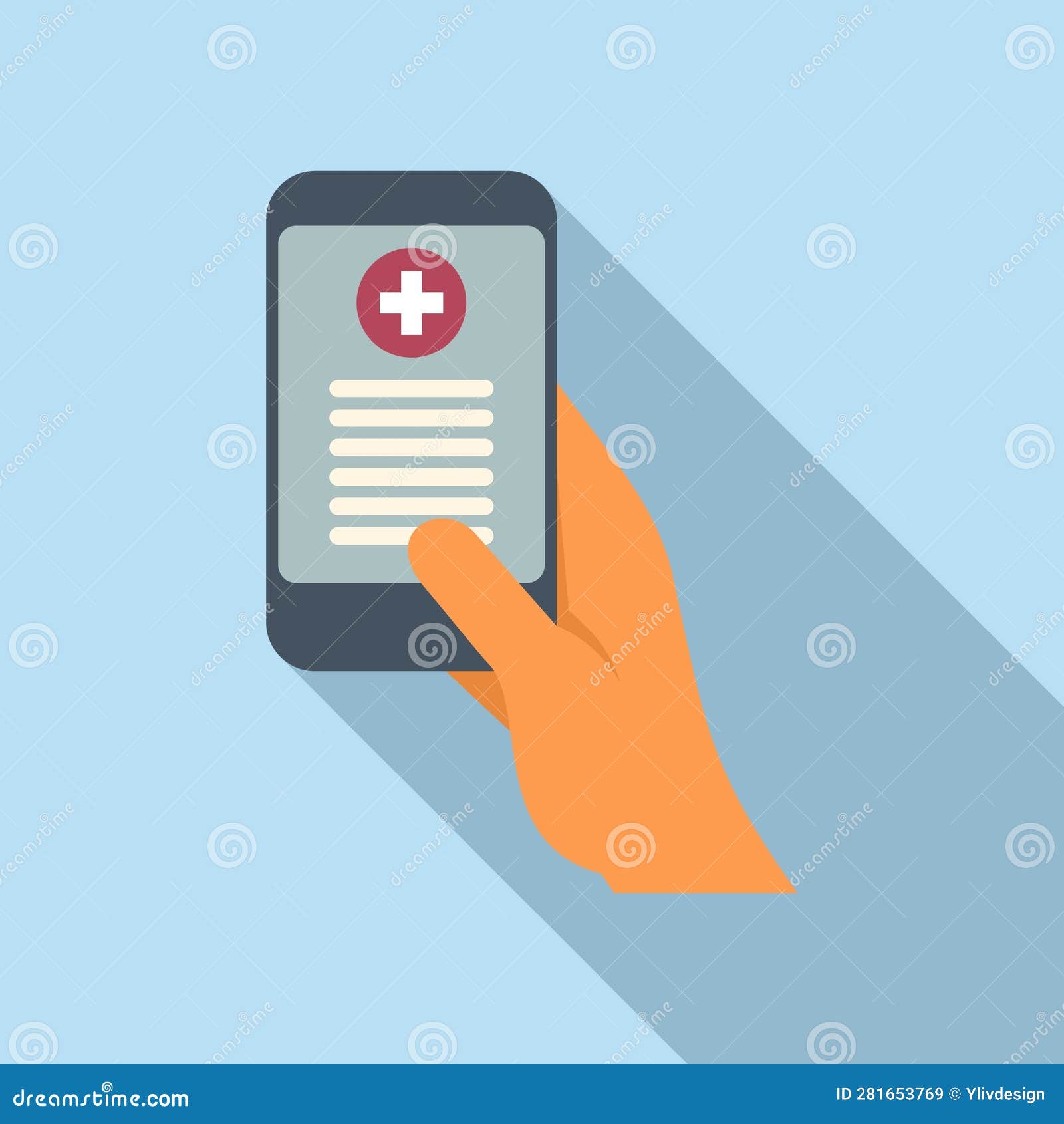 Mobile Health Icon Flat Vector. Patient Card Stock Illustration ...