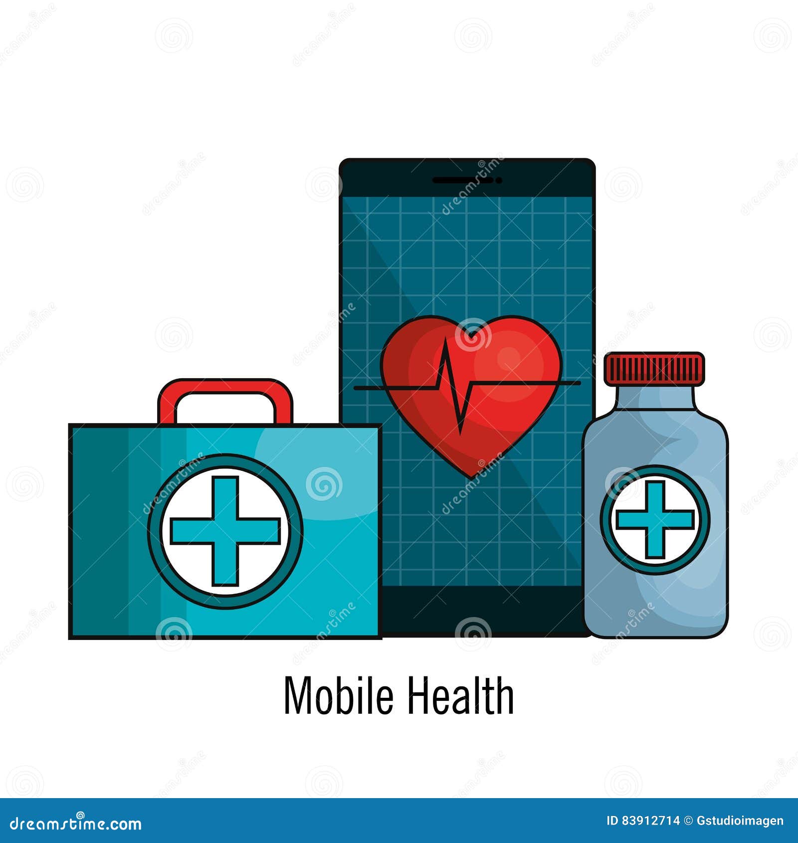 Mobile Health Technology Icon Stock Illustration - Illustration of ...