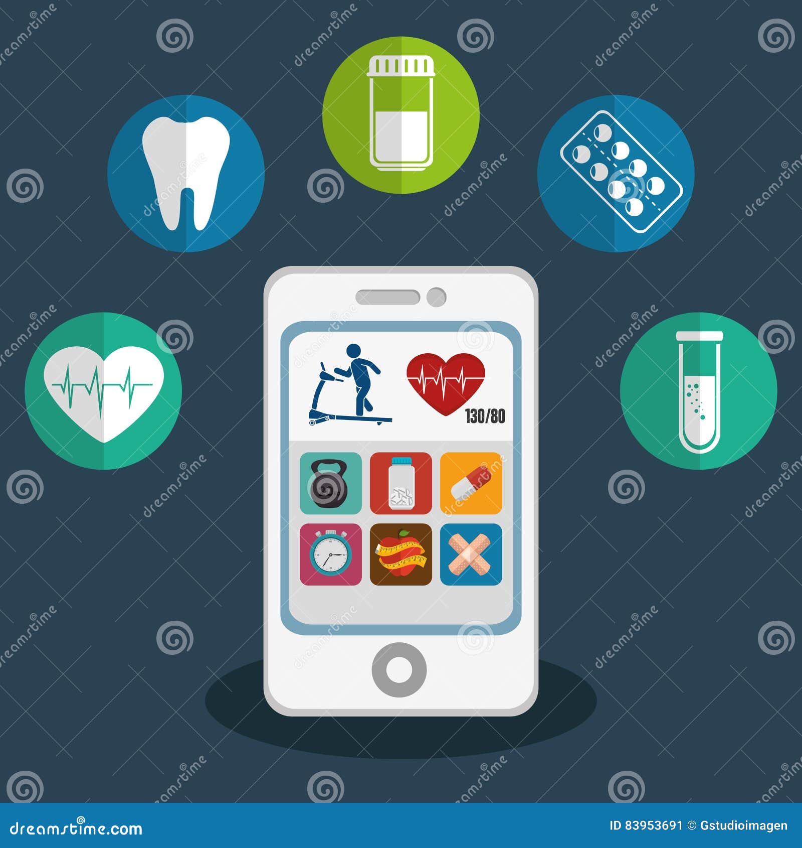 Mobile Health Technology Icon Stock Illustration - Illustration of ...