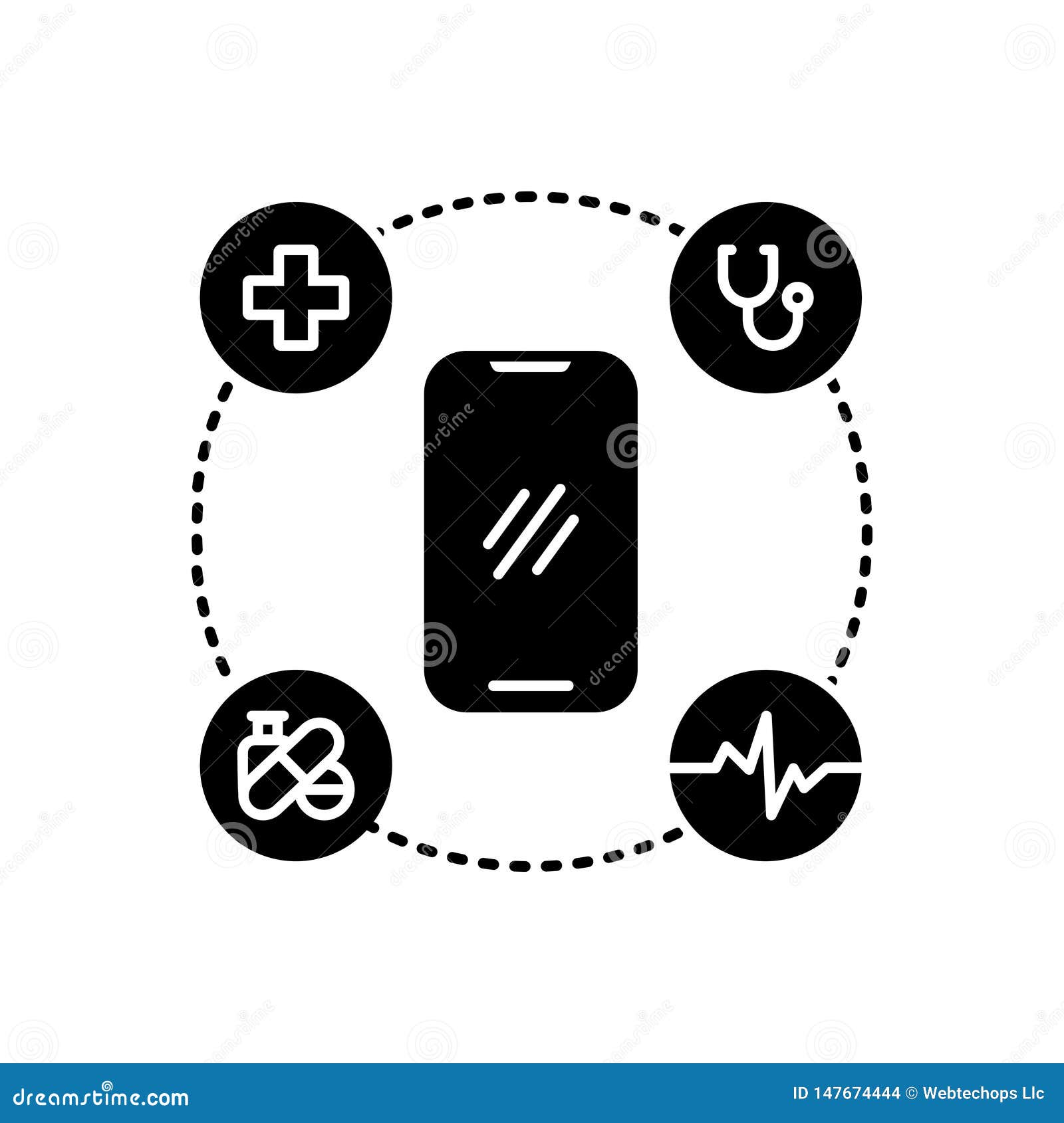 Black Solid Icon for Mobile Healthcare, Professional and Medicine Stock ...
