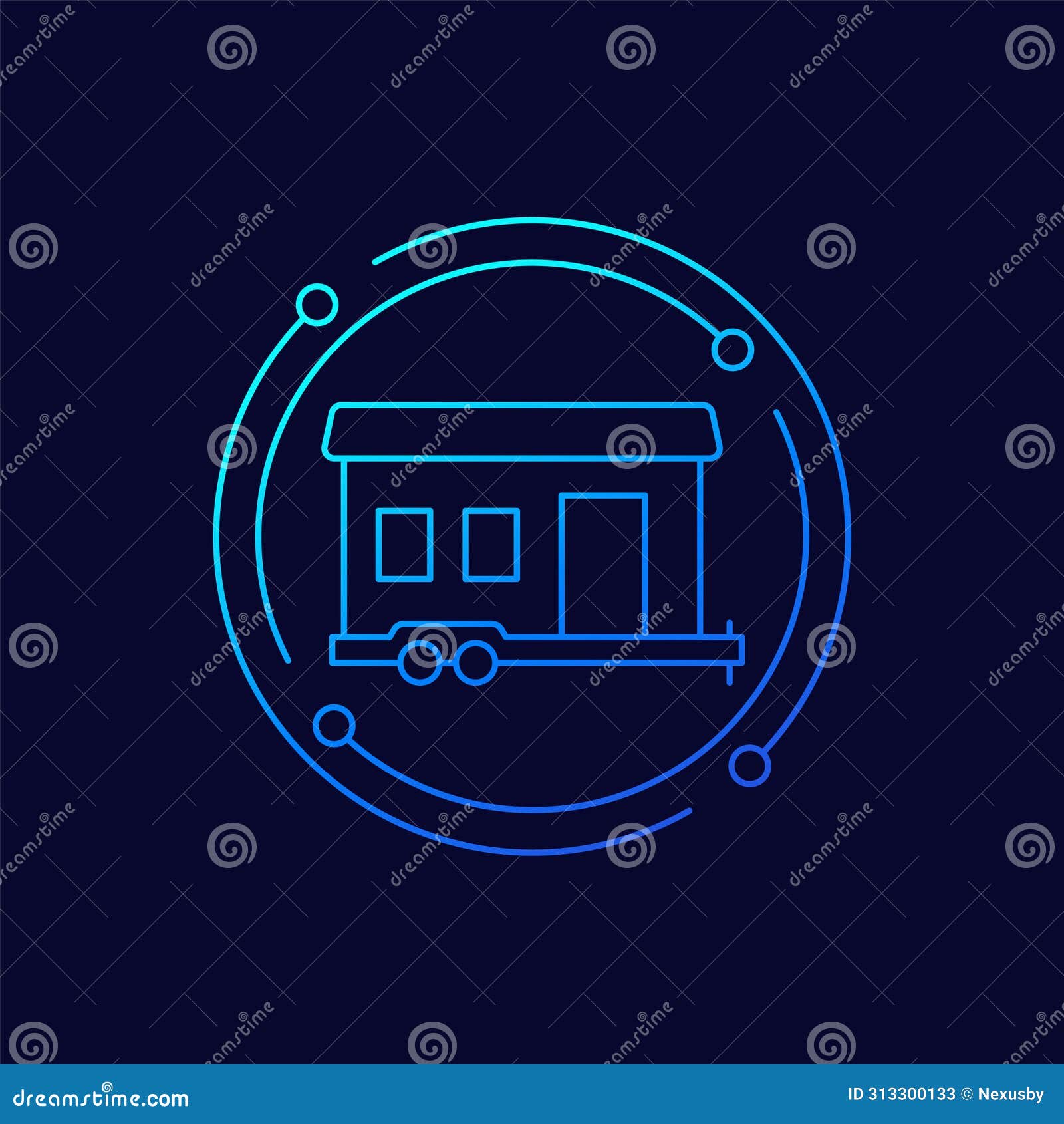 Mobile Home Icon, Linear Design Stock Vector - Illustration of trailer ...