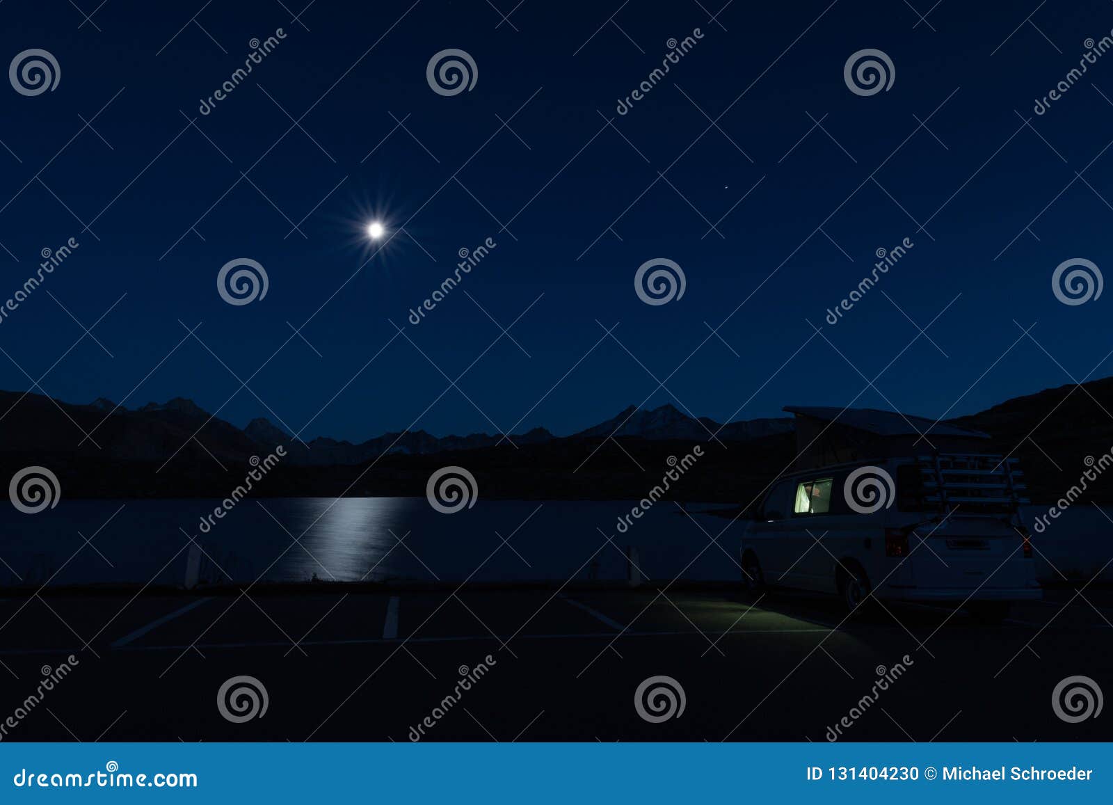Mobile Homes at Night in the Swiss Alps Stock Photo - Image of moon ...