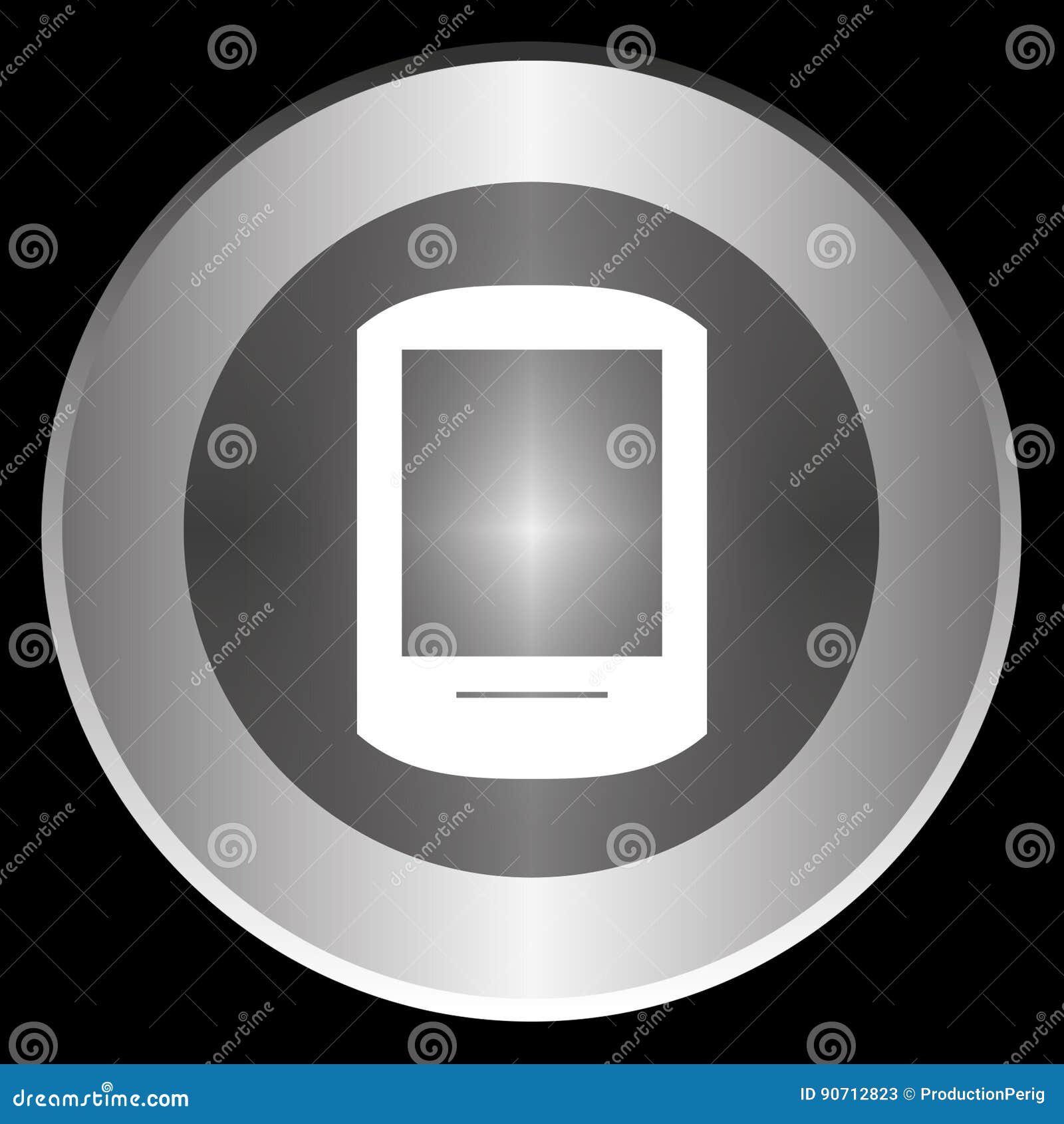 Mobile Icon on a Circle Isolated on a Black Background Stock Image ...
