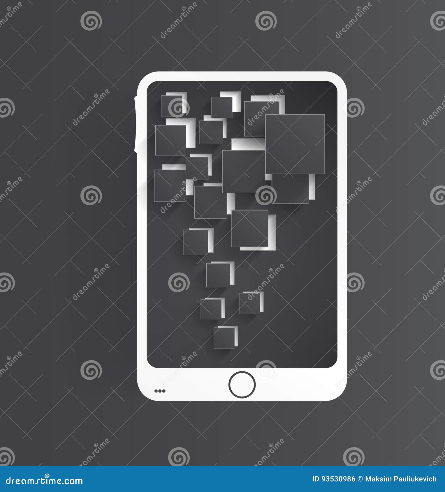 Mobile Icon and Glossy Grey Stock Illustration - Illustration of color ...