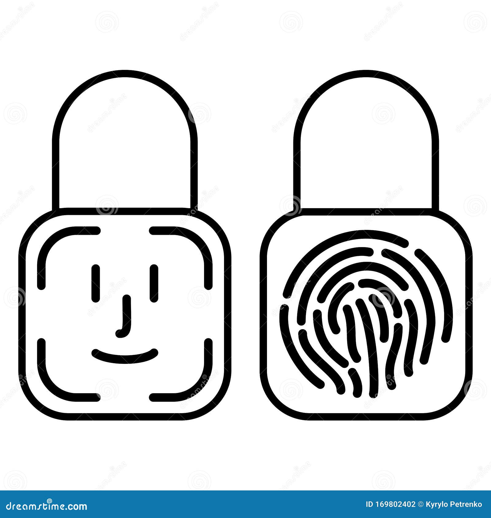 Mobile Id Face Touch Lock Isolated Vector Stock Vector - Illustration ...