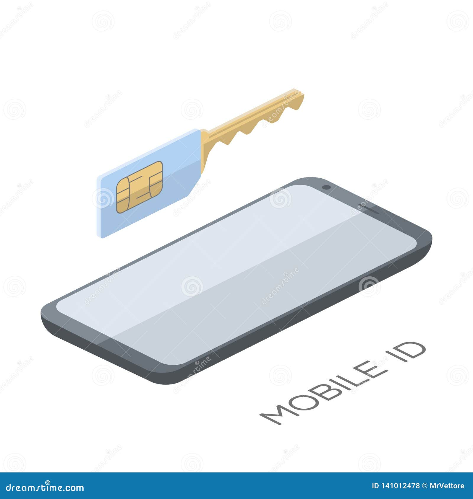 Mobile Id Sim Card Key Concept. Flat Icon Design. Vector Illustration ...