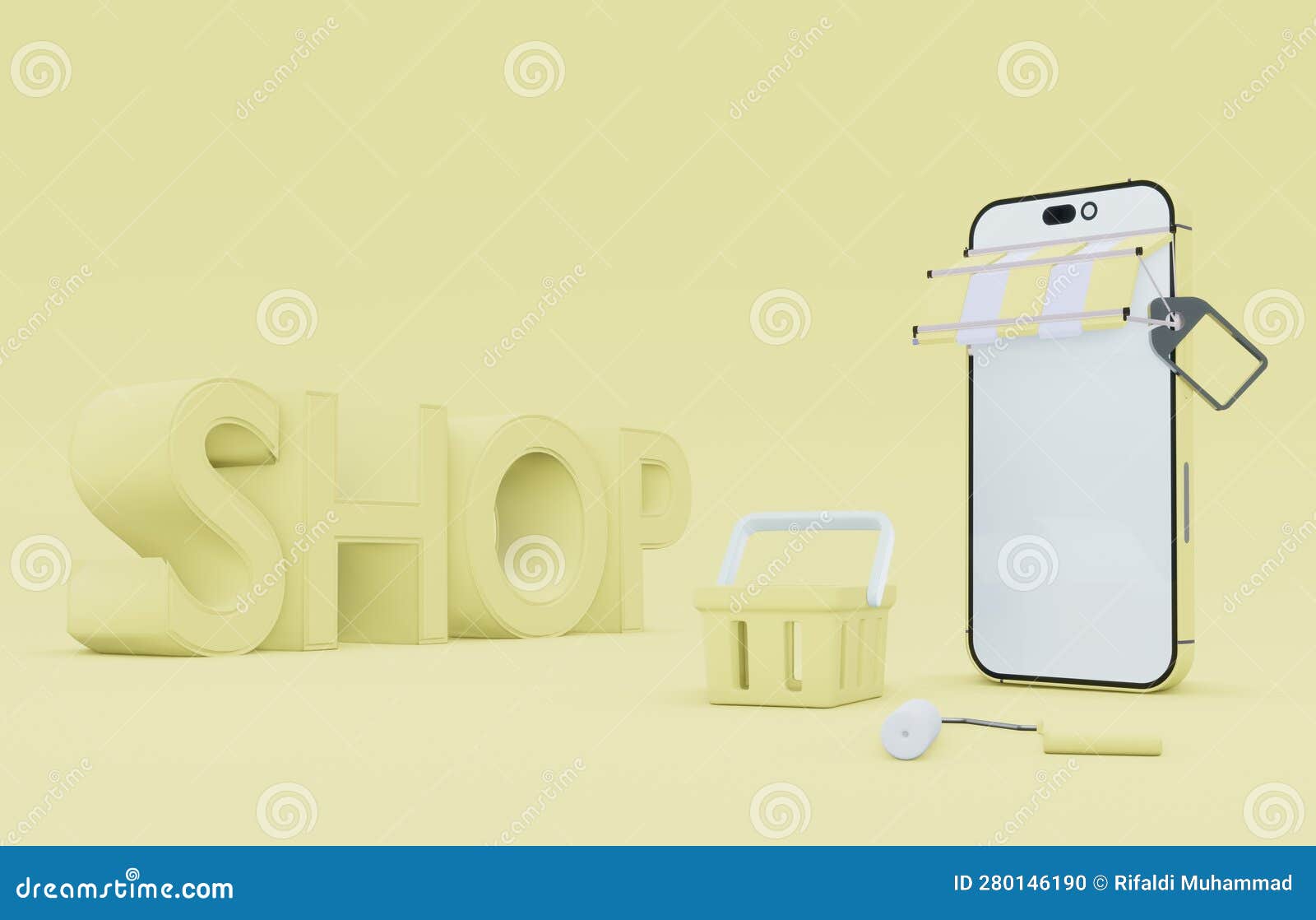 Mobile Illustration with Online Selling Theme, 3D Animation Image ...