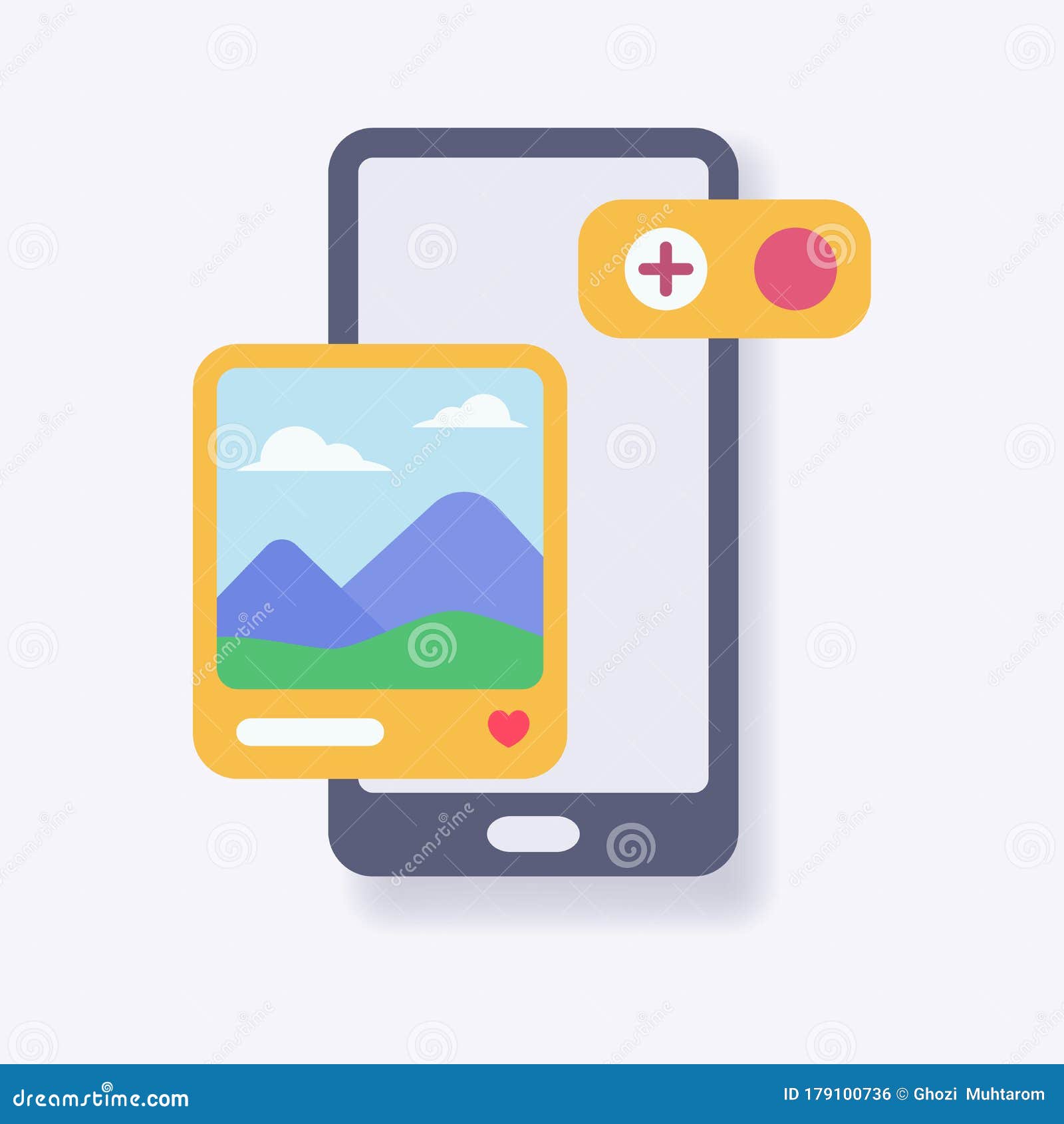 Mobile Images Add Concept Icon with Modern Isometric Style Stock ...
