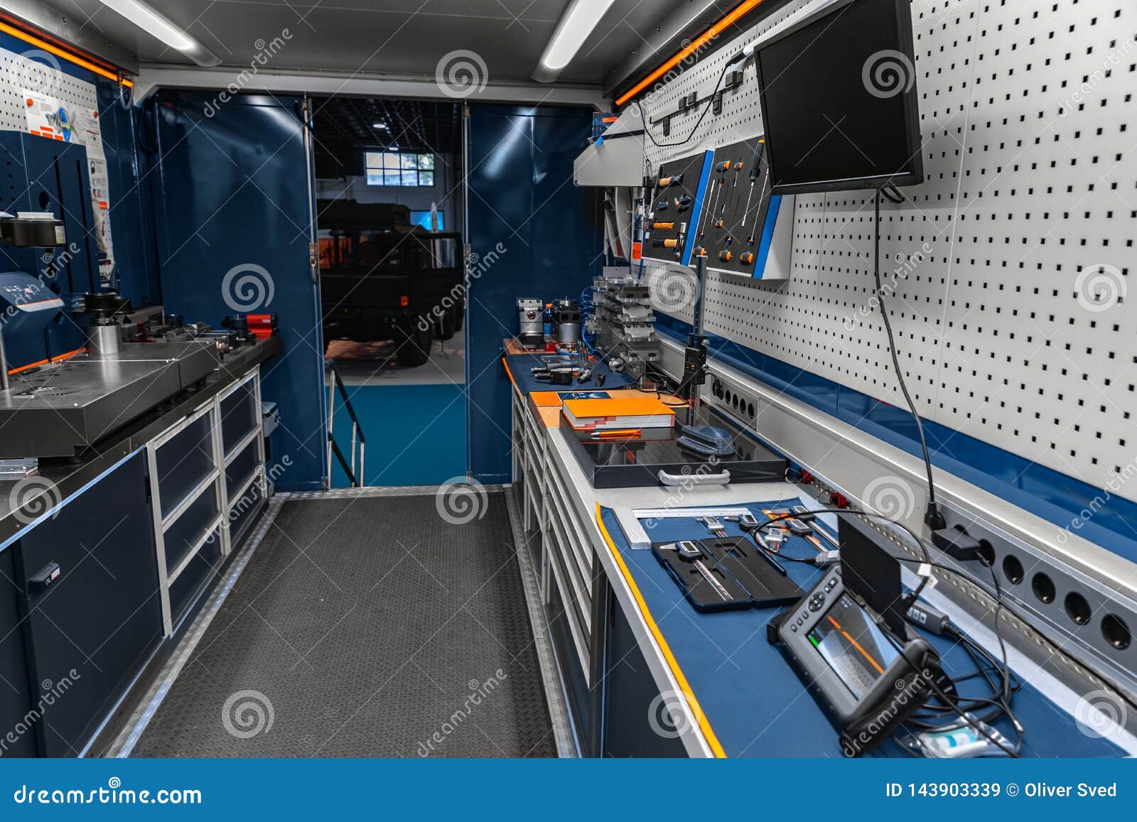 Mobile Industrial Workshop Set Up Inside of Truck Stock Image - Image ...