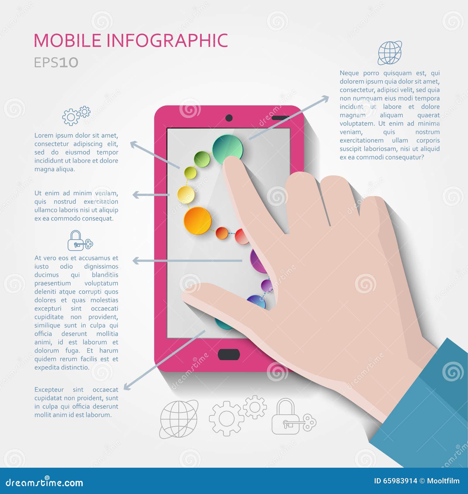 Mobile App Infographic Template With Modern Design Weekly And Annual ...