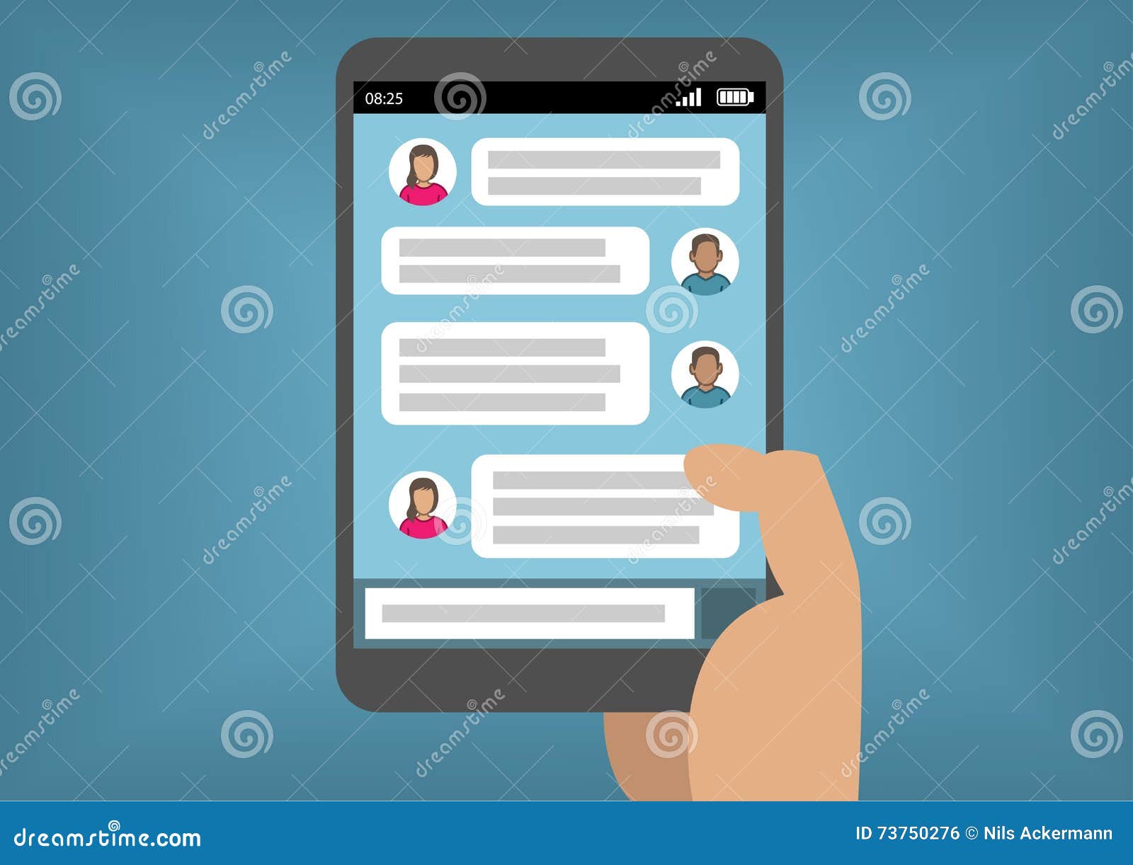 Mobile Instant Messaging Concept with Hand Holding Smart Phone or ...