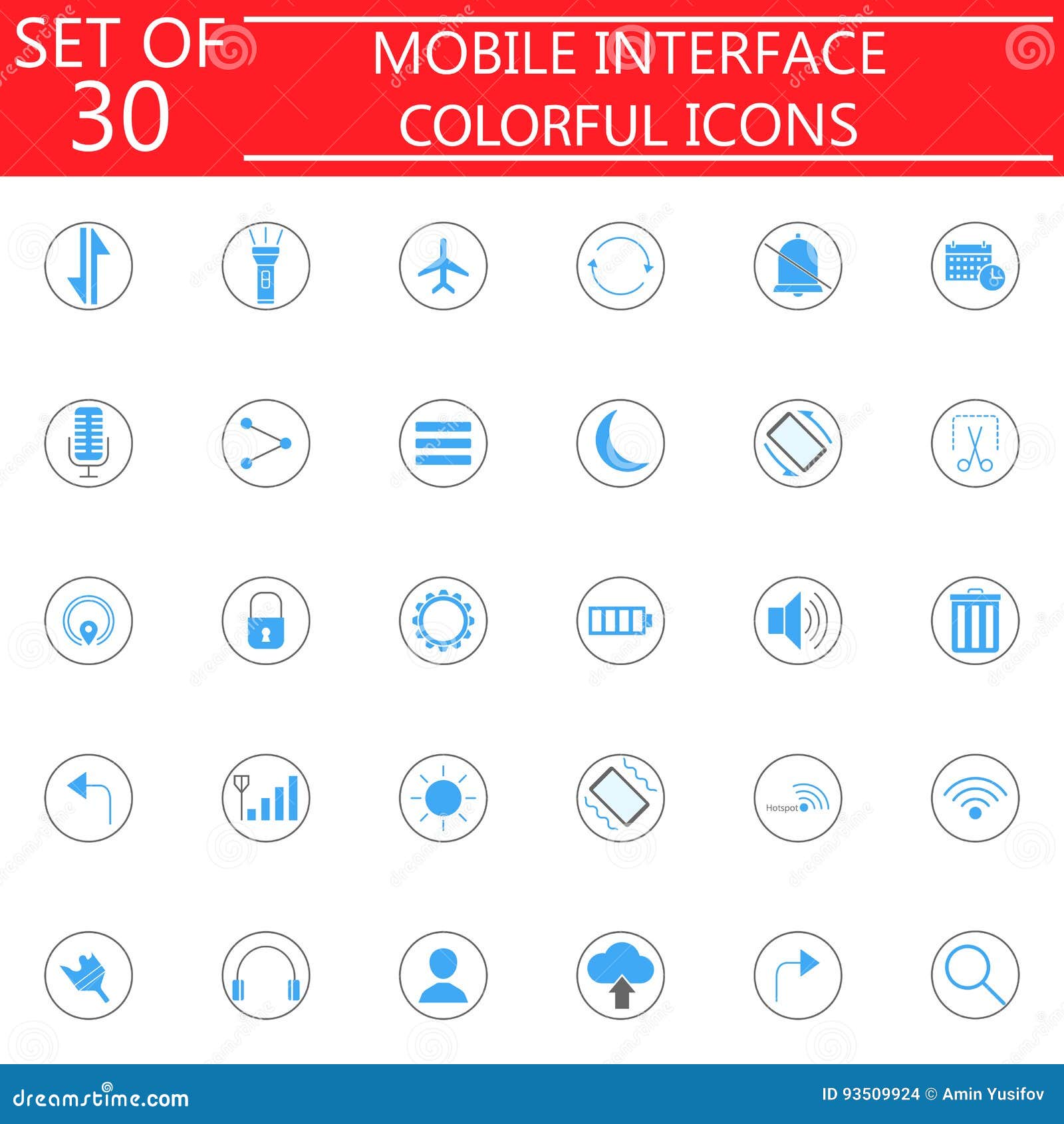 Mobile Interface Colorful Icon Set Stock Vector - Illustration of ...