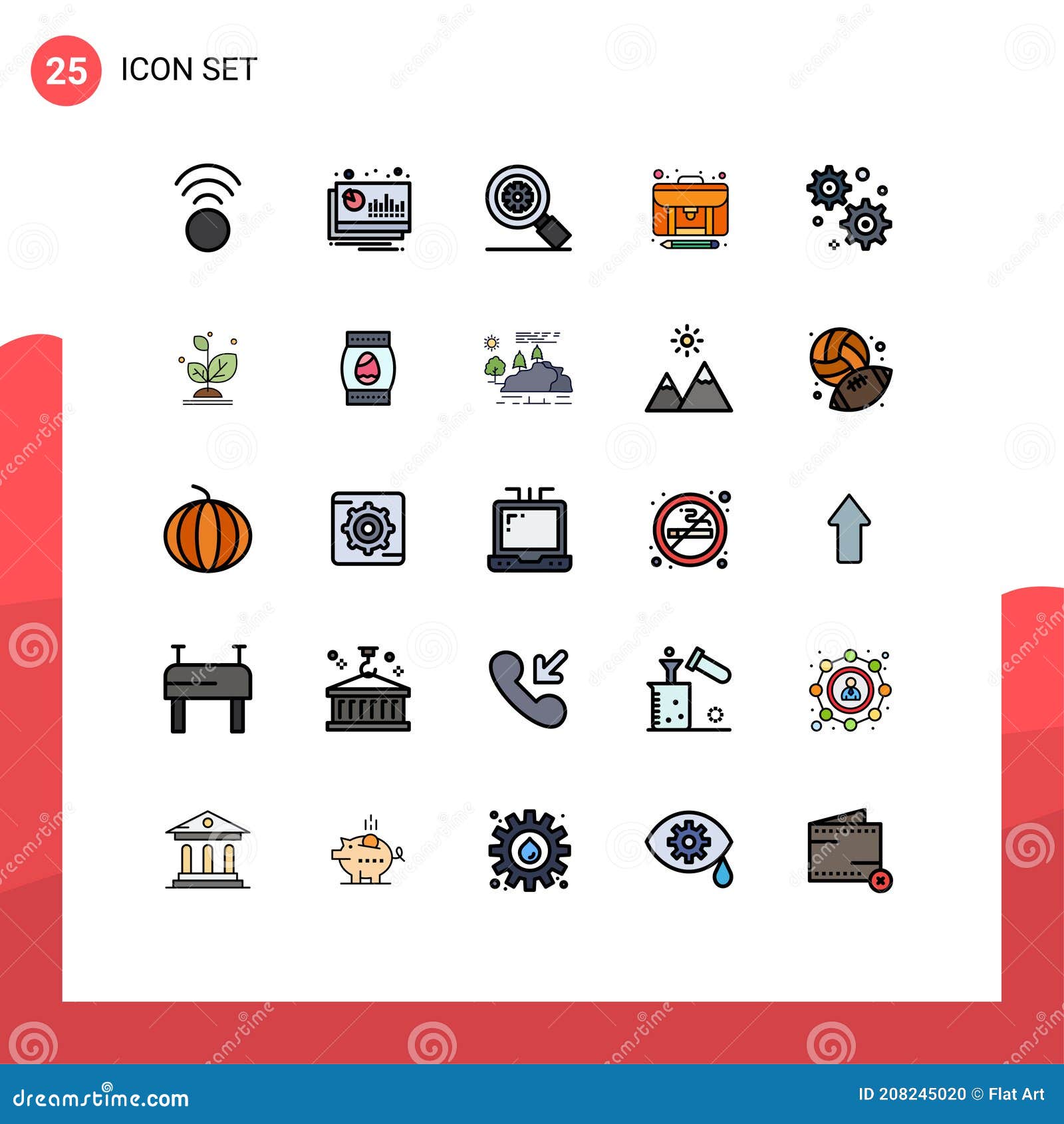 Mobile Interface Filled Line Flat Color Set of 25 Pictograms of ...