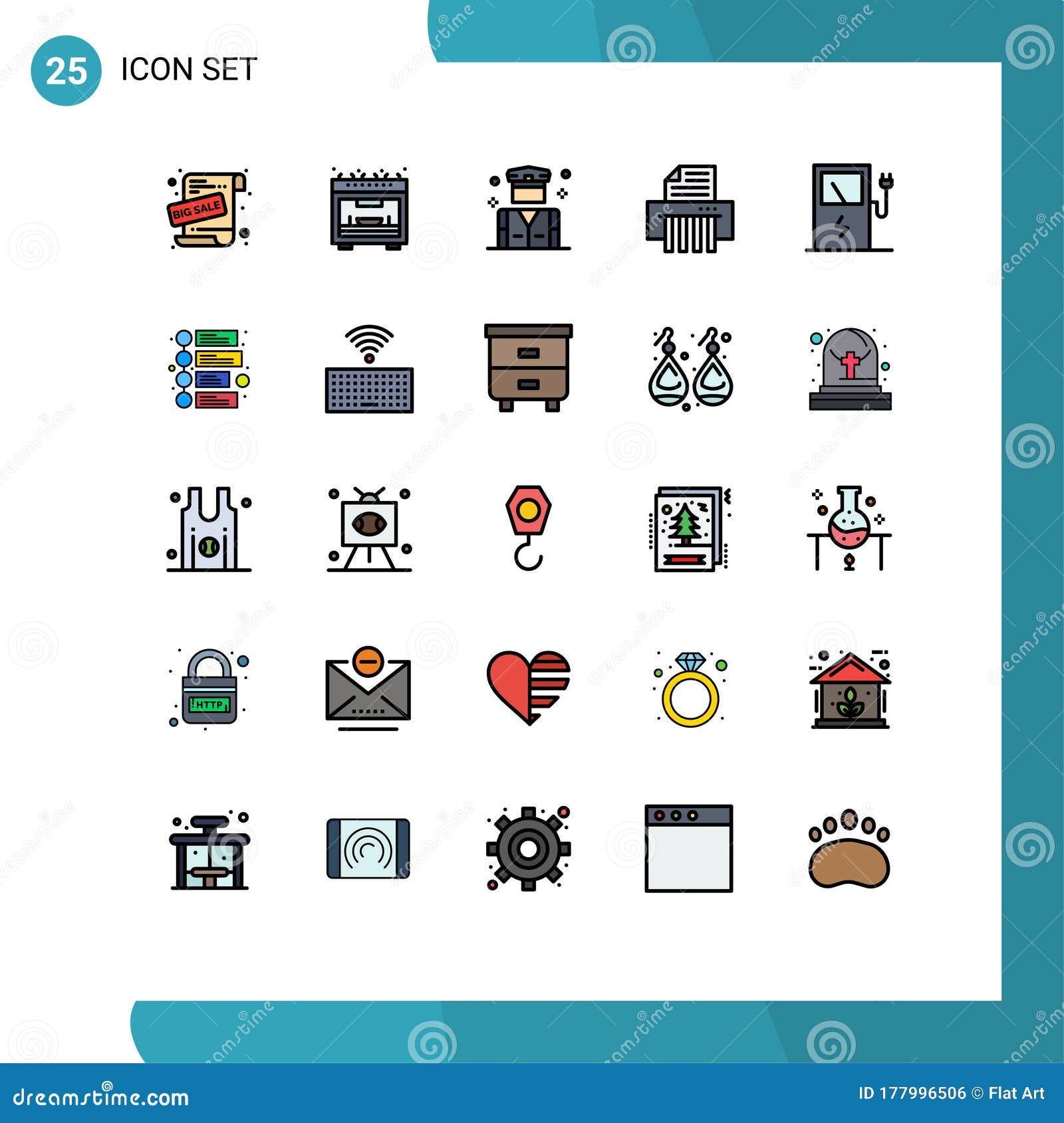 Mobile Interface Filled Line Flat Color Set of 25 Pictograms of ...