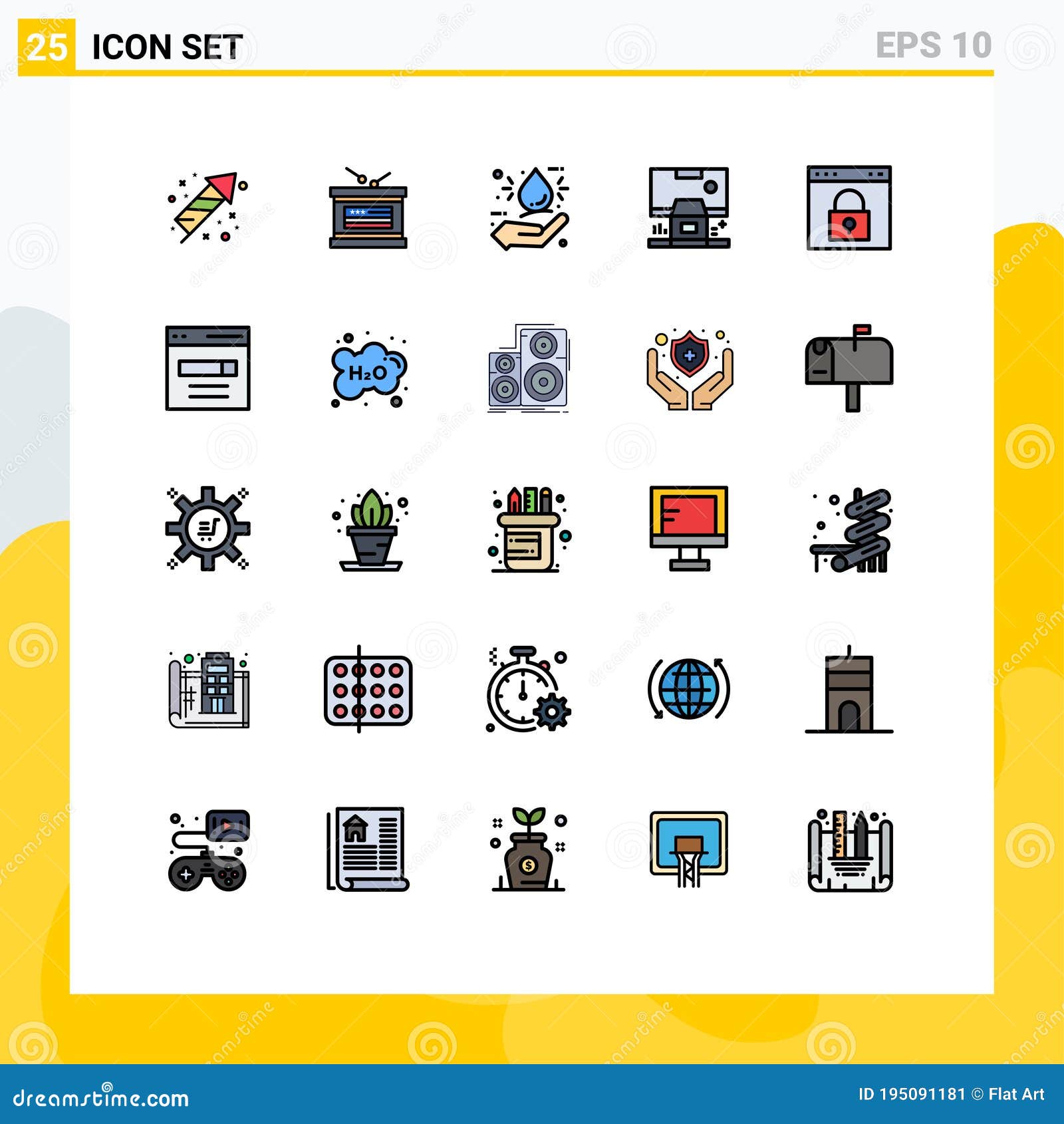 Mobile Interface Filled Line Flat Color Set of 25 Pictograms of Browser ...